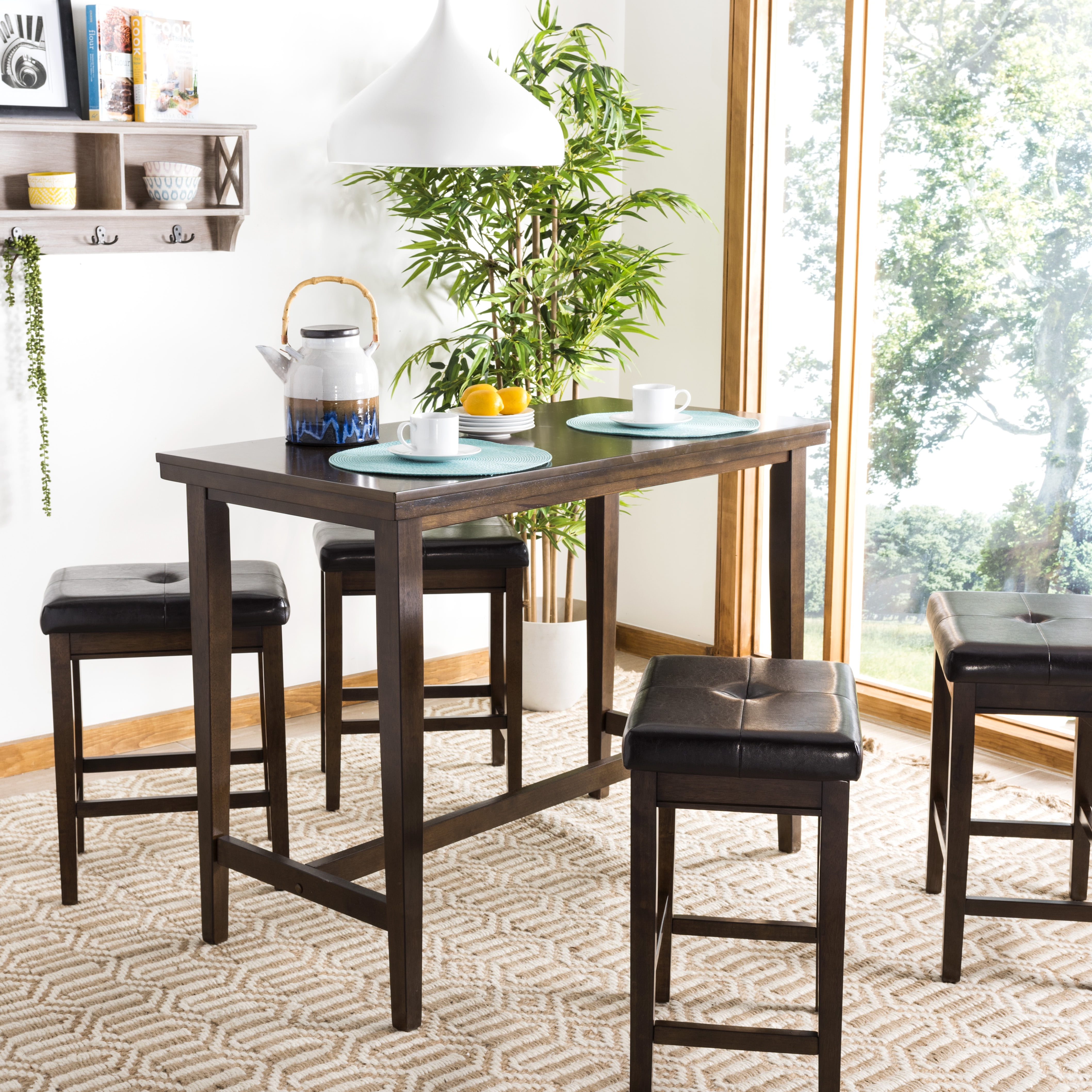 SAFAVIEH Billy Solid Contemporary 5-Piece Wood Pub Set, Dark Brown ...