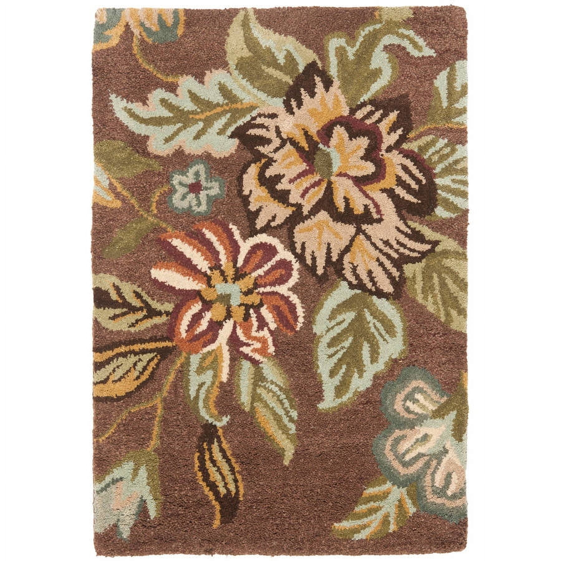 SAFAVIEH Blossom Abby Floral Flowers Wool Area Rug, Brown/Multi, 3' x 5 ...