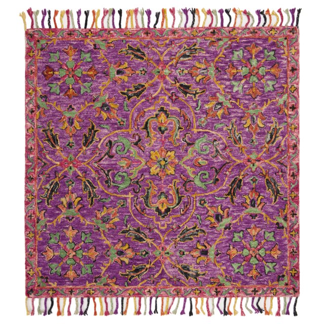 SAFAVIEH Blossom Abram Floral Mediallion Wool Fringed Area Rug, Purple ...