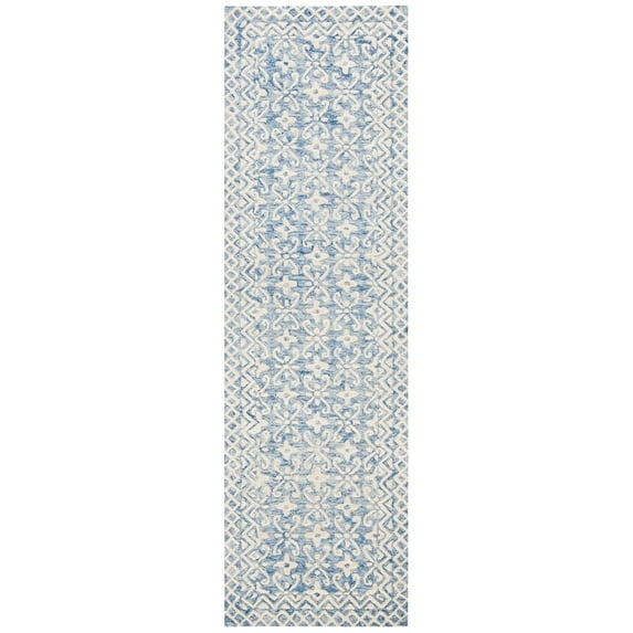 SAFAVIEH Blossom Azura Floral Bordered Wool Runner Rug, Blue/Ivory, 2'3 ...