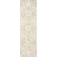 SAFAVIEH Micro-Loop Braylon Traditional Floral Wool Runner Rug, Ivory ...