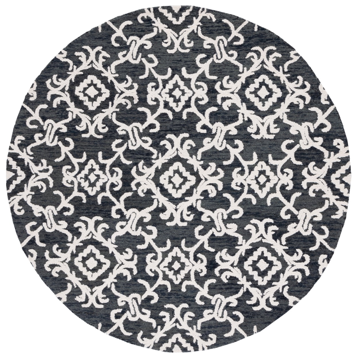SAFAVIEH Blossom Cletus Geometric Wool Area Rug, Black/Ivory, 6' x 6 ...