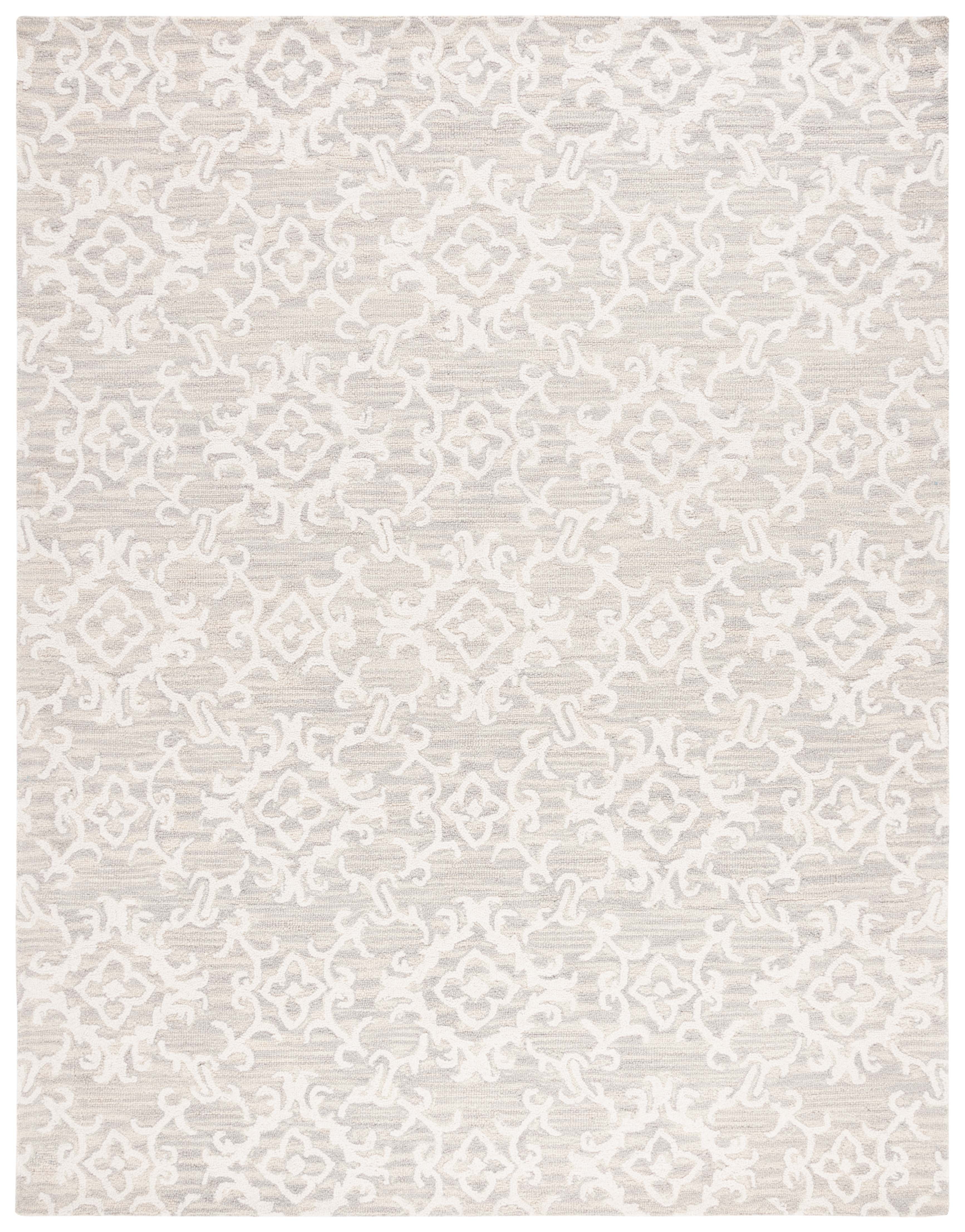 SAFAVIEH Blossom Cletus Geometric Wool Area Rug, Grey/Ivory, 8' x 10 ...