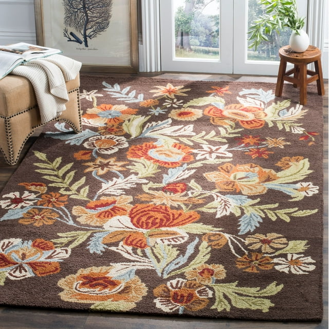 SAFAVIEH Blossom Emely Floral Flowers Wool Area Rug, Brown/Multi, 8' x ...