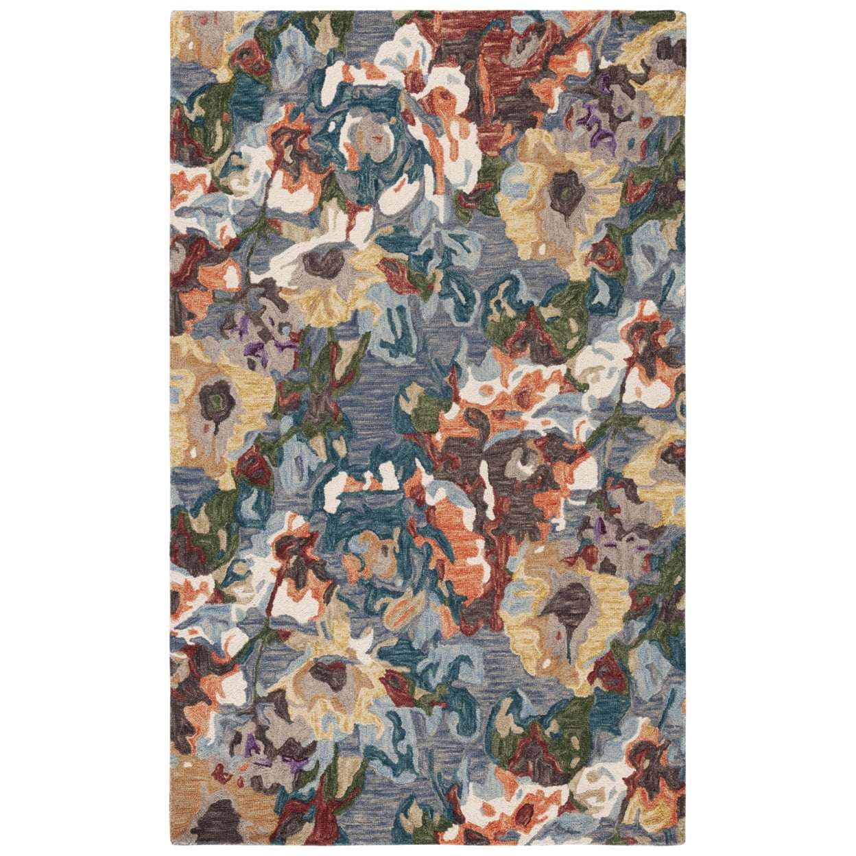 SAFAVIEH Blossom Ewart Floral Area Rug, Light Blue/Rust, 8' x 10 ...