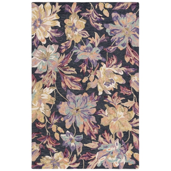 SAFAVIEH Blossom Fisher Floral Area Rug, Charcoal/Plum, 3' x 5 ...