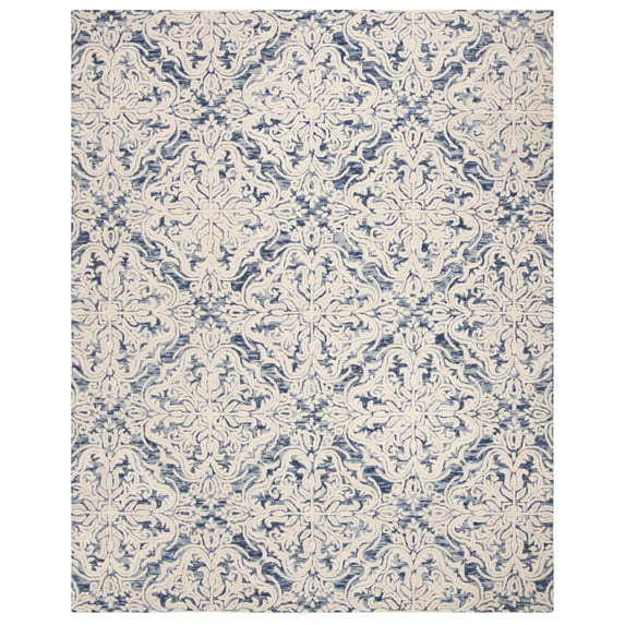 Safavieh Blossom Githa Damask Area Rug, Blue/Ivory, 9' x 12', 100% Wool ...