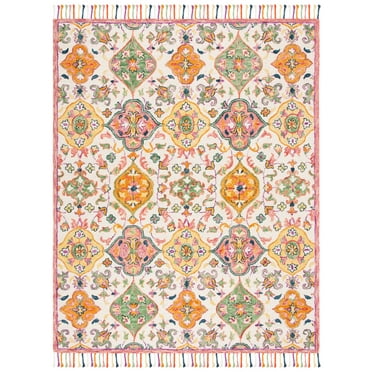 SAFAVIEH Blossom Hamilton Floral Wool Fringed Area Rug, Grey/Multi, 5 ...