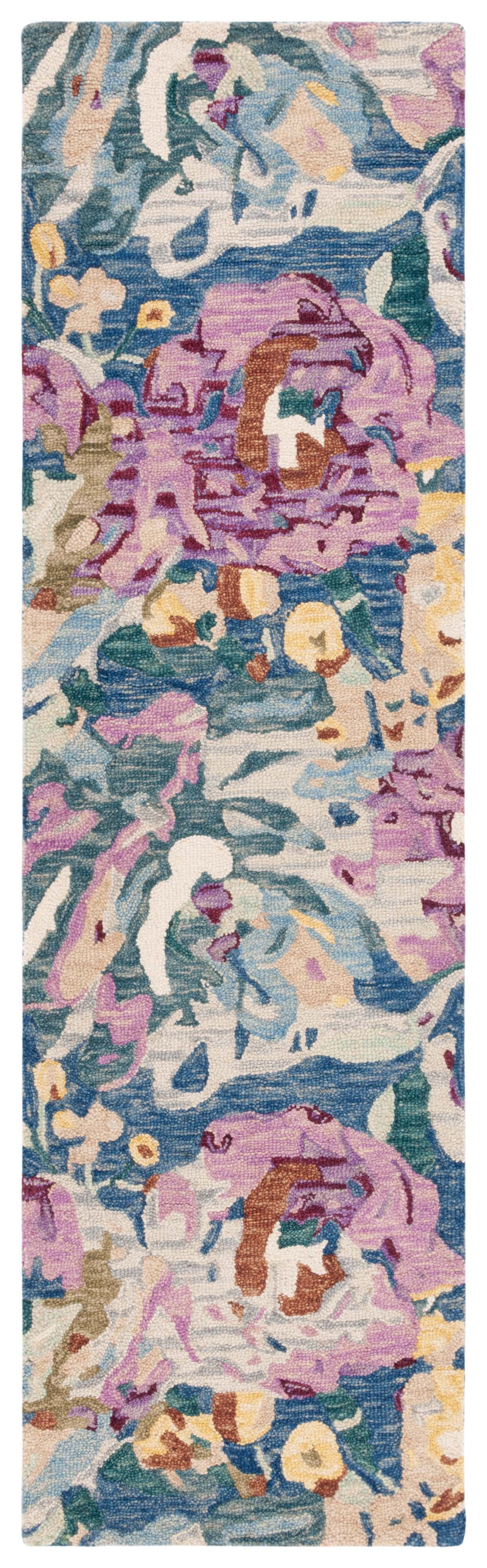 SAFAVIEH Blossom Jaylen Floral Runner Rug, Light Blue/Plum, 2'3" x 8 ...