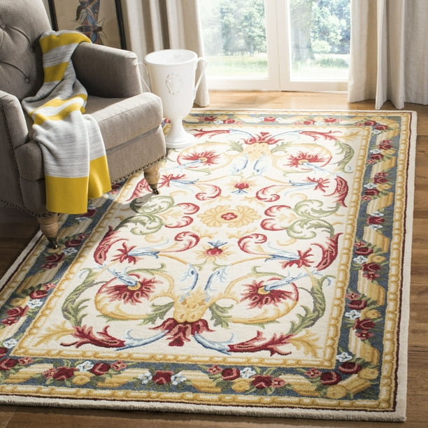 SAFAVIEH Blossom Lakisha Floral Bordered Area Rug, Ivory/Green, 4' x 6 ...