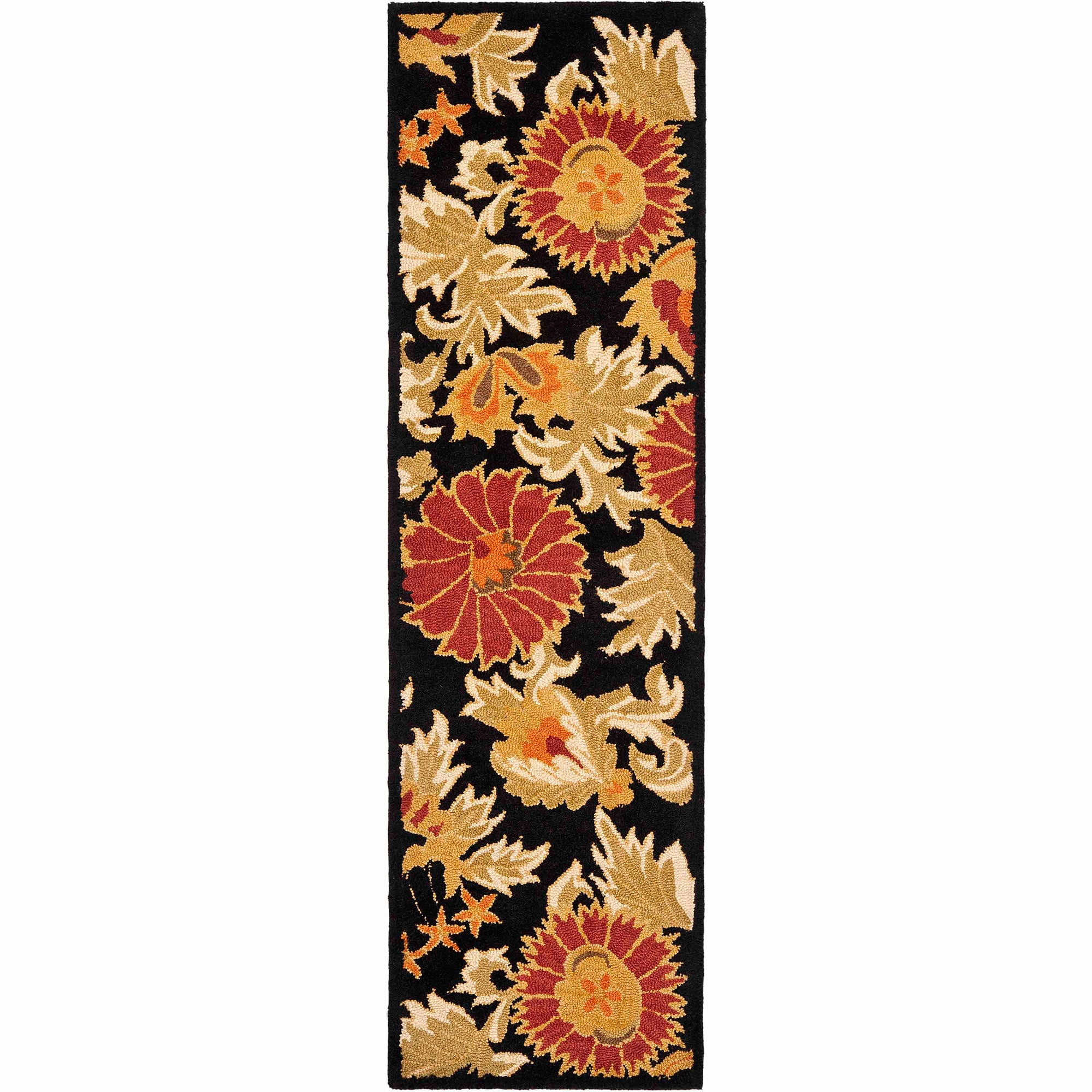 SAFAVIEH Blossom Layla Floral Flowers Wool Runner Rug, Black/Multi, 2'3 ...