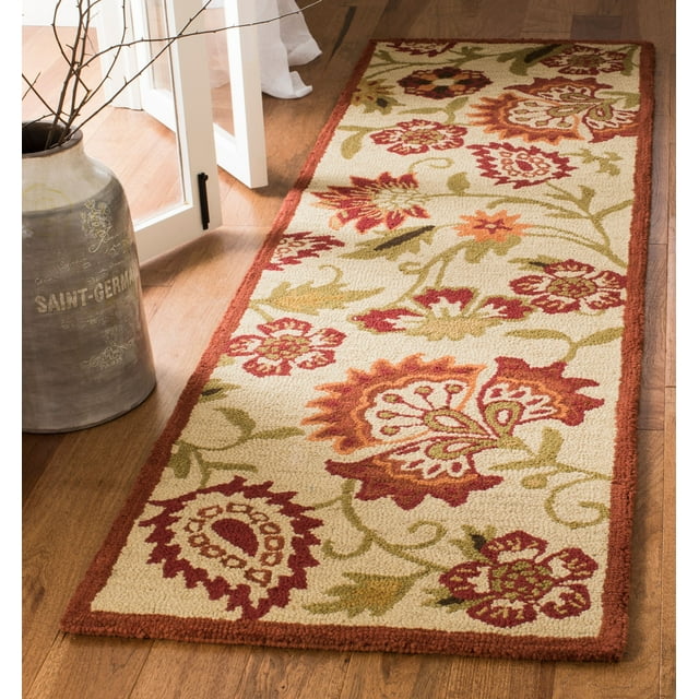 SAFAVIEH Blossom Leah Floral Flowers Wool Runner Rug, Beige/Multi, 2'3 ...
