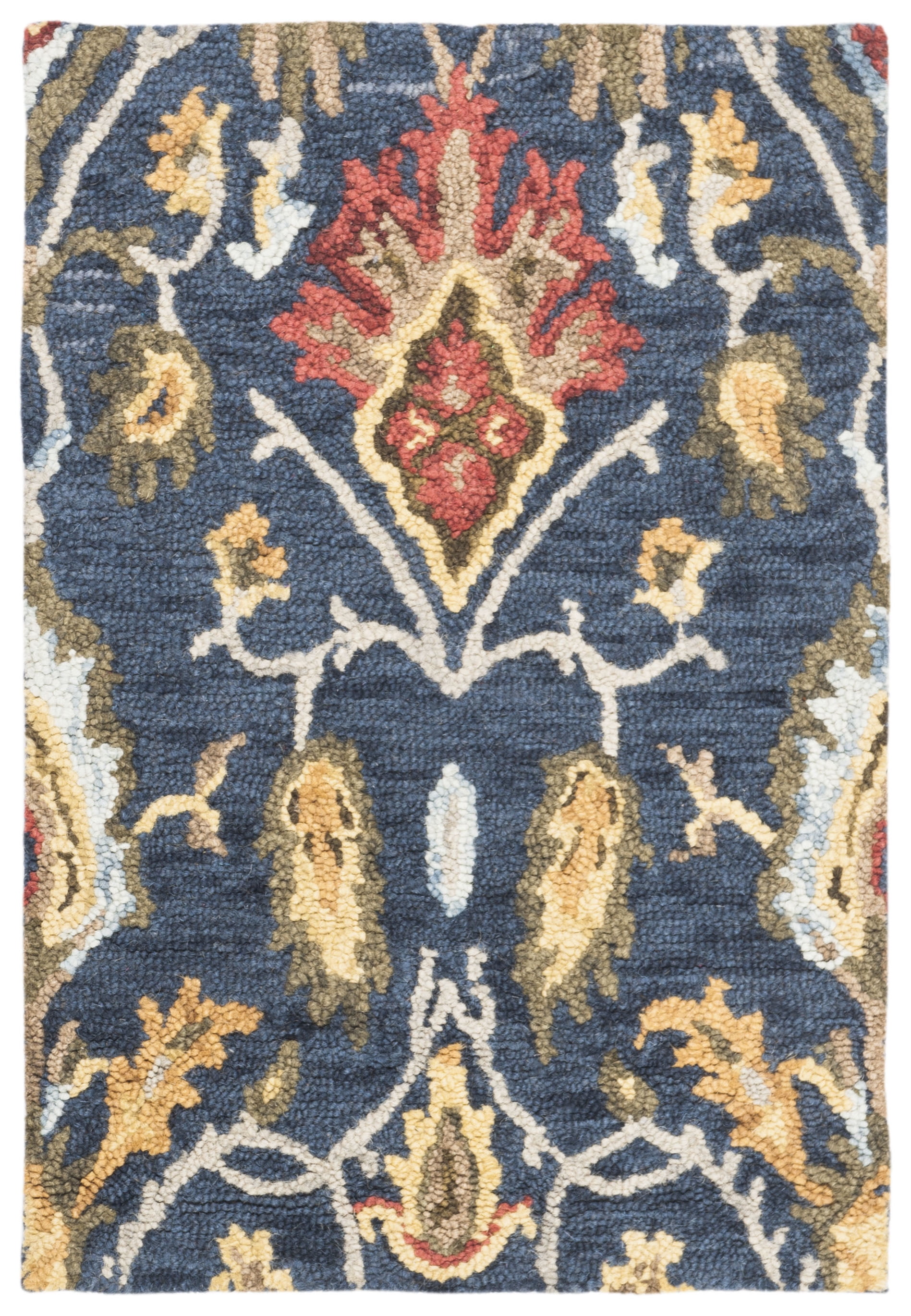 SAFAVIEH Blossom Lennon Floral Wool Area Rug, Navy/Multi, 2'3" x 4 ...