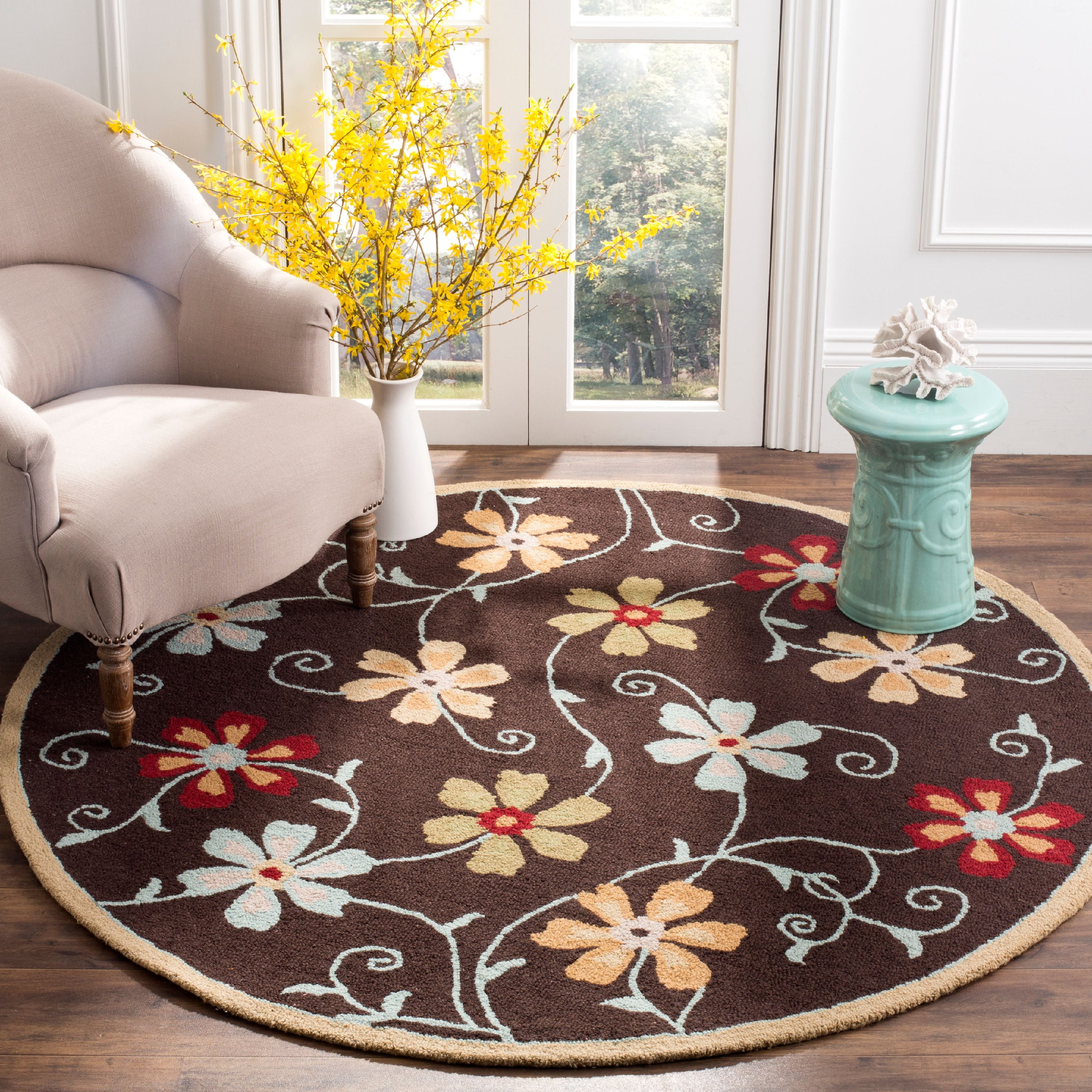 SAFAVIEH Blossom Linnaea Floral Flowers Wool Area Rug, Brown/Multi, 6 ...