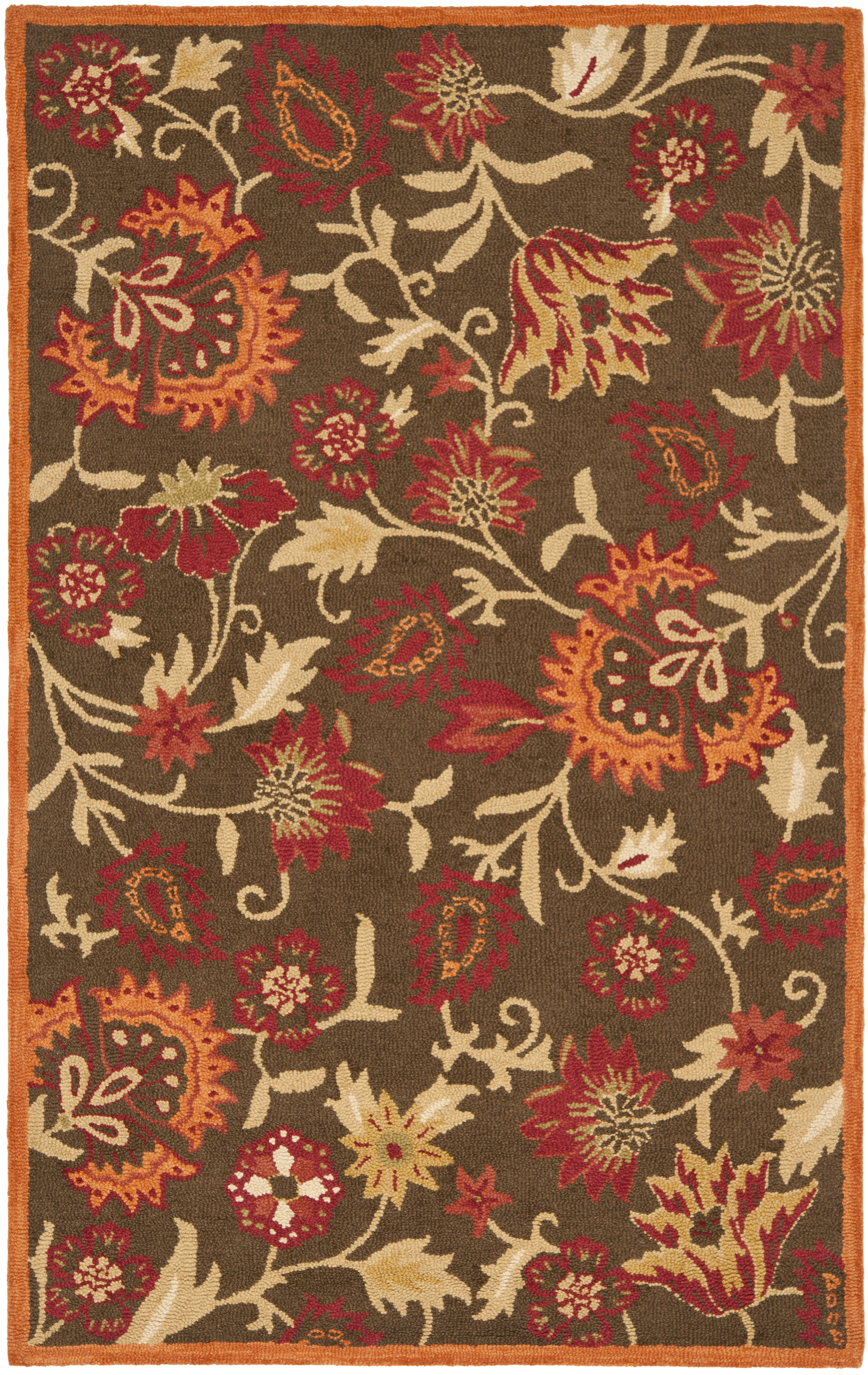 SAFAVIEH Blossom Madelyn Floral Flowers Wool Area Rug, Brown/Multi, 5 ...