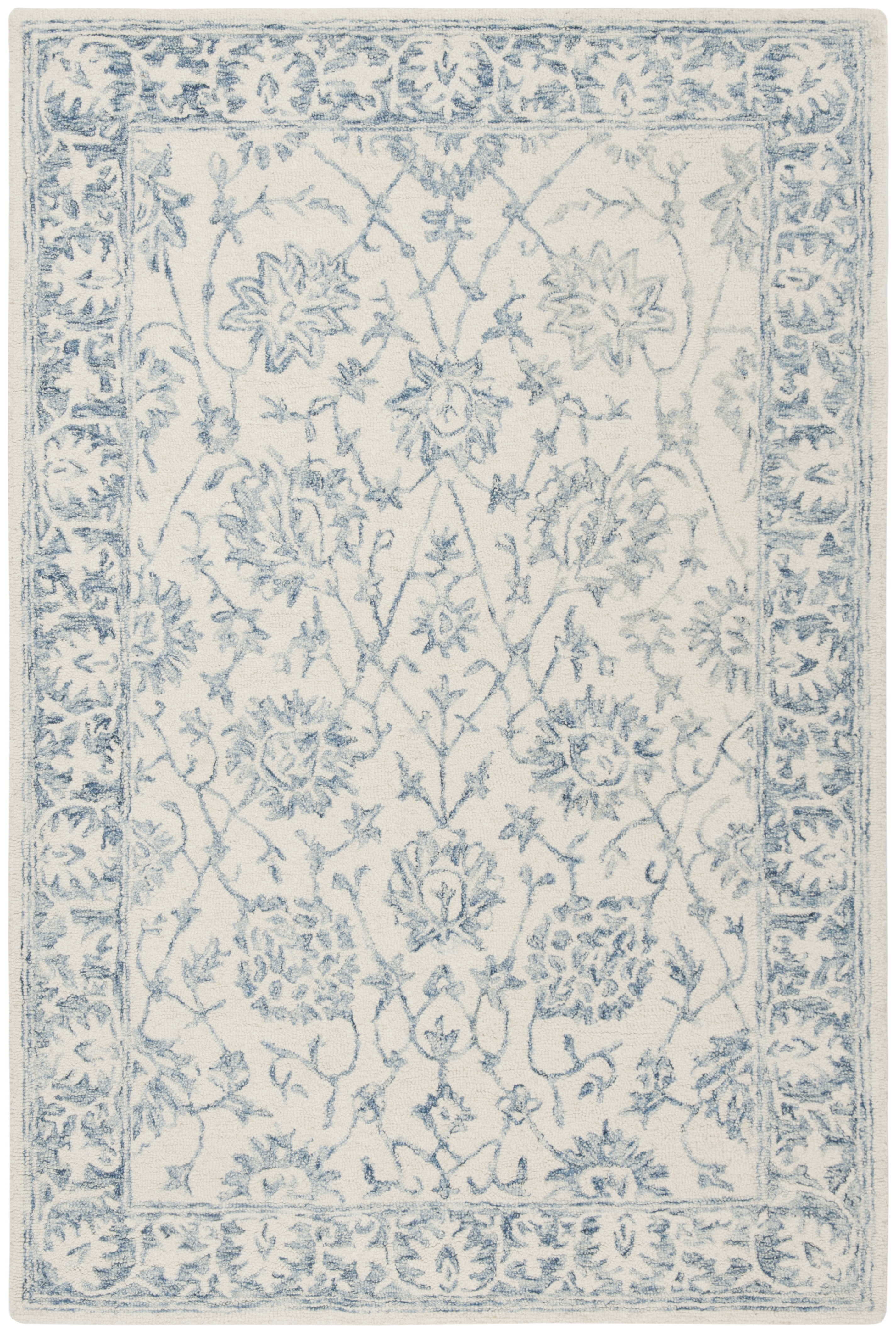 Safavieh Blossom Munya Oriental Floral Wool Area Rug, Ivory Blue, 4' x ...