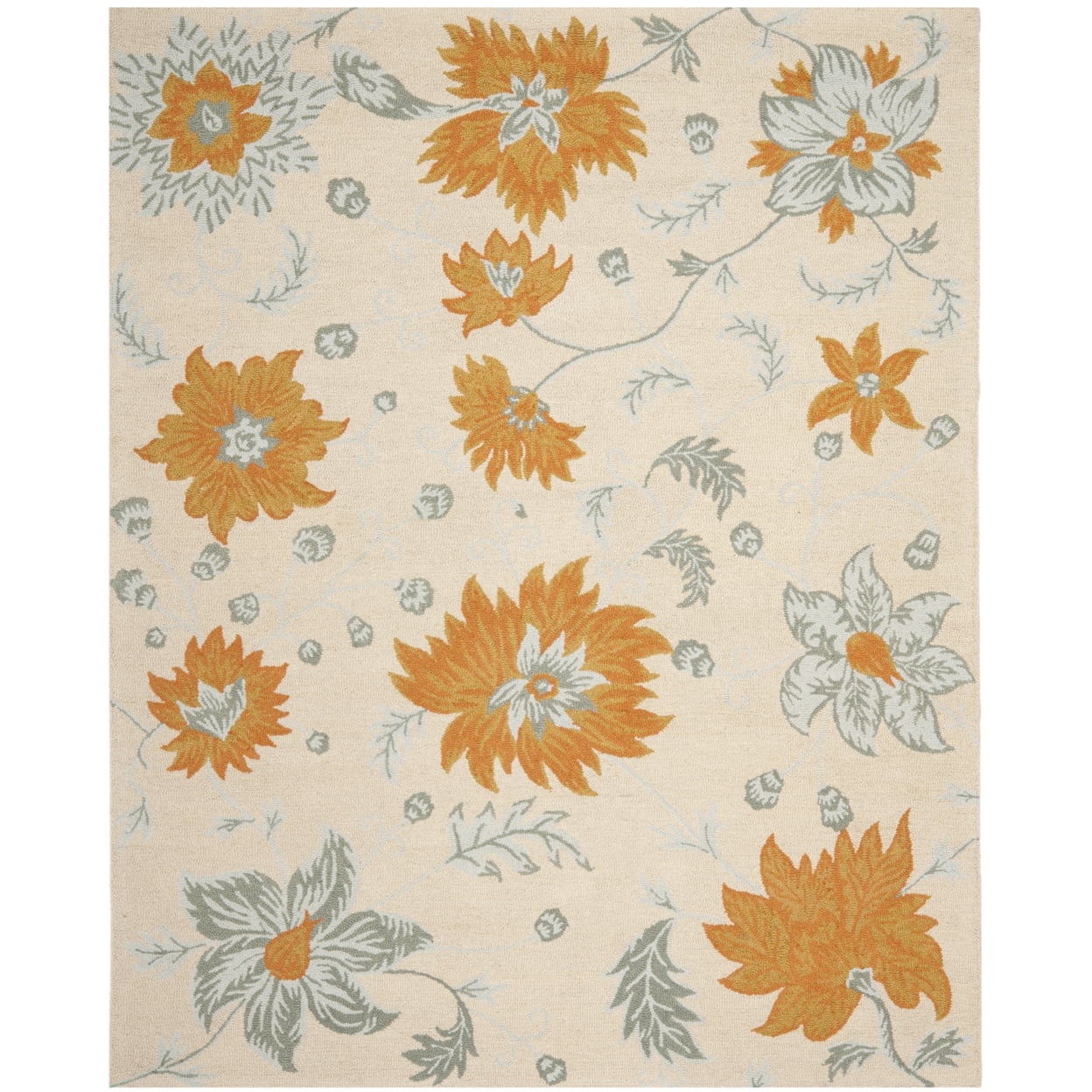 SAFAVIEH Blossom Rana Floral Flowers Wool Area Rug, Ivory/Multi, 6' x 6 ...