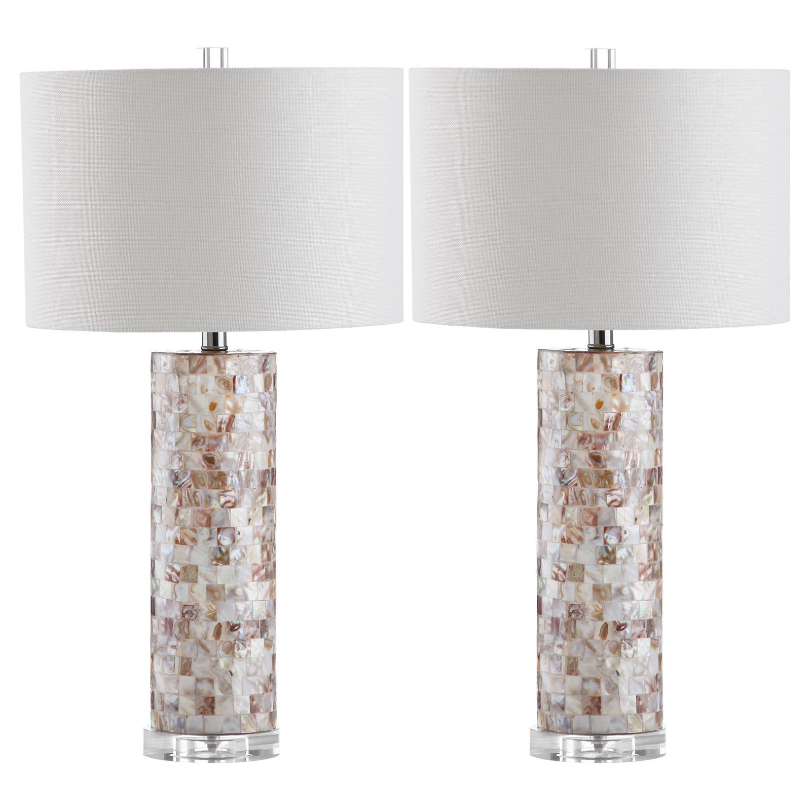 SAFAVIEH Boise 27.5 in. H Coastal Shell Column Table Lamp, Cream, Set ...