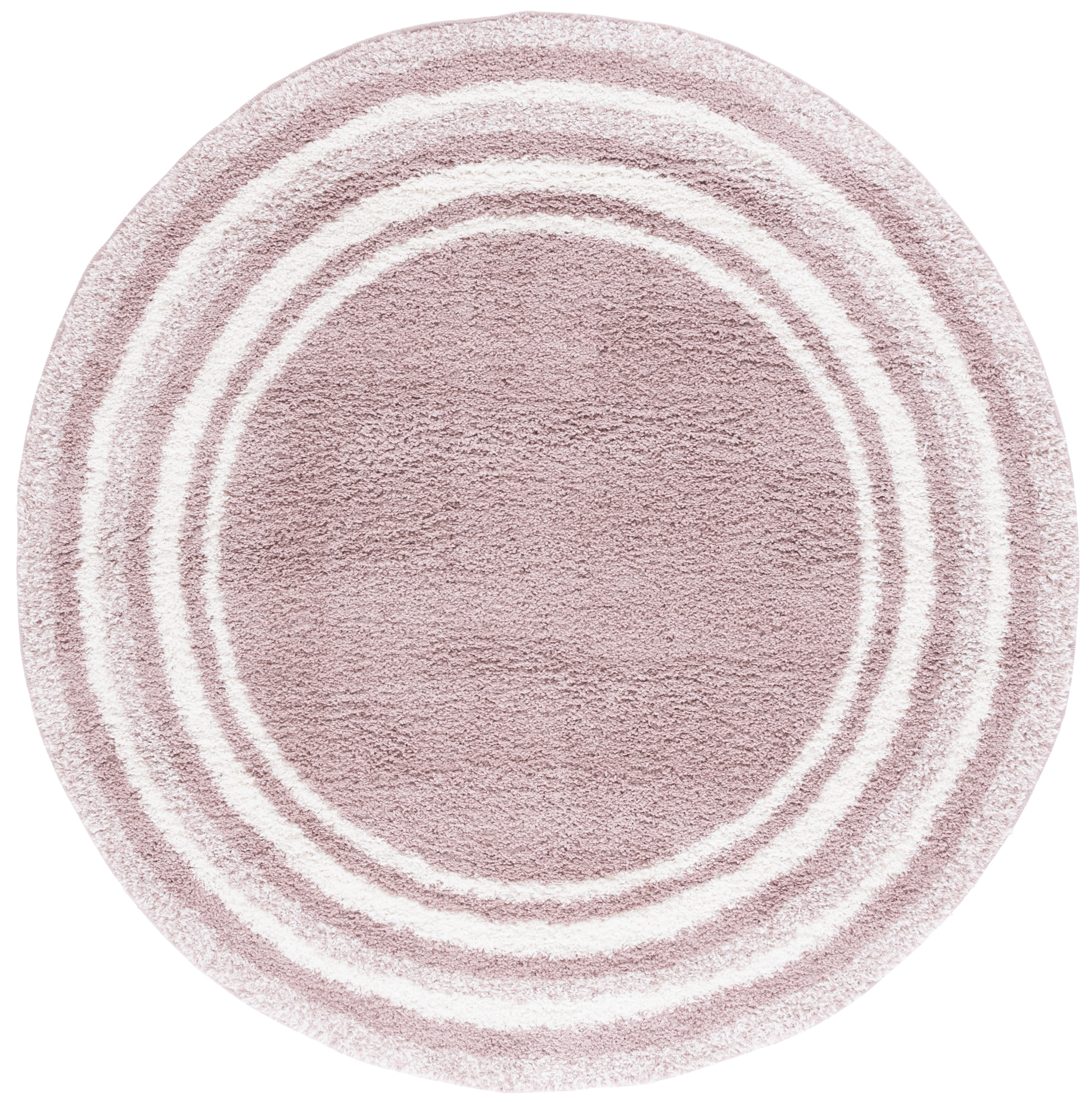 SAFAVIEH Border & Stripe Hyram Bordered Shag Area Rug, Pink/Ivory, 6'7 ...