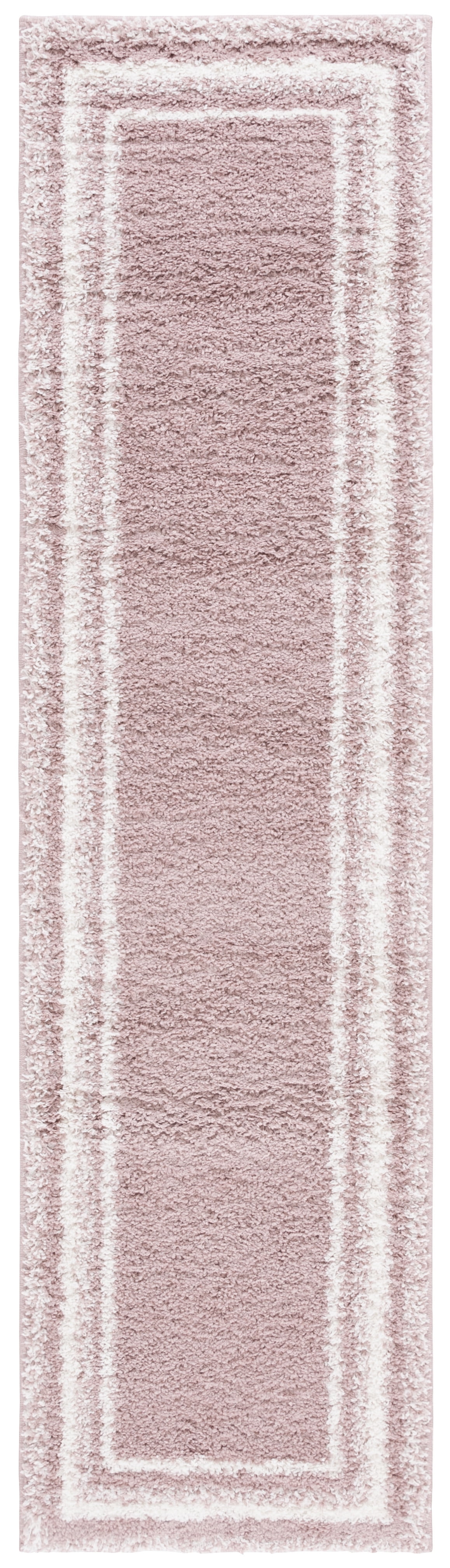 SAFAVIEH Border & Stripe Hyram Bordered Shag Runner Rug, Pink/Ivory, 2 ...