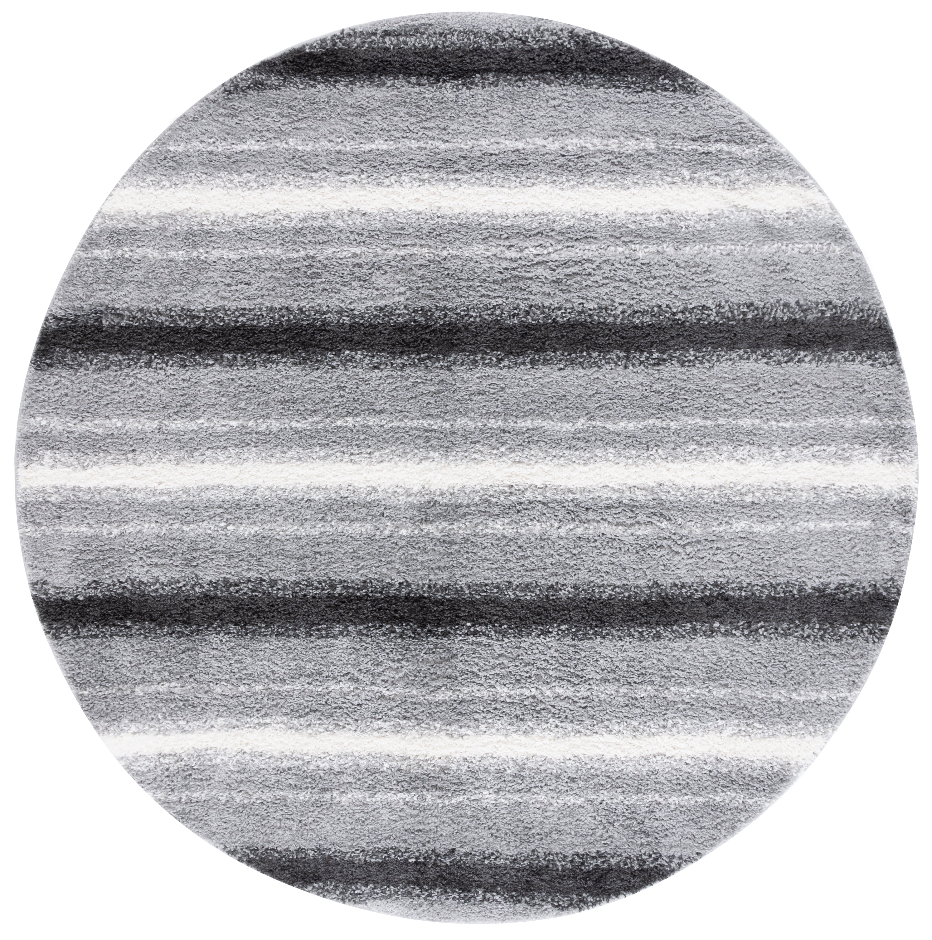 SAFAVIEH Border & Stripe Jerred Striped Shag Area Rug, Grey/Black, 6'7 ...