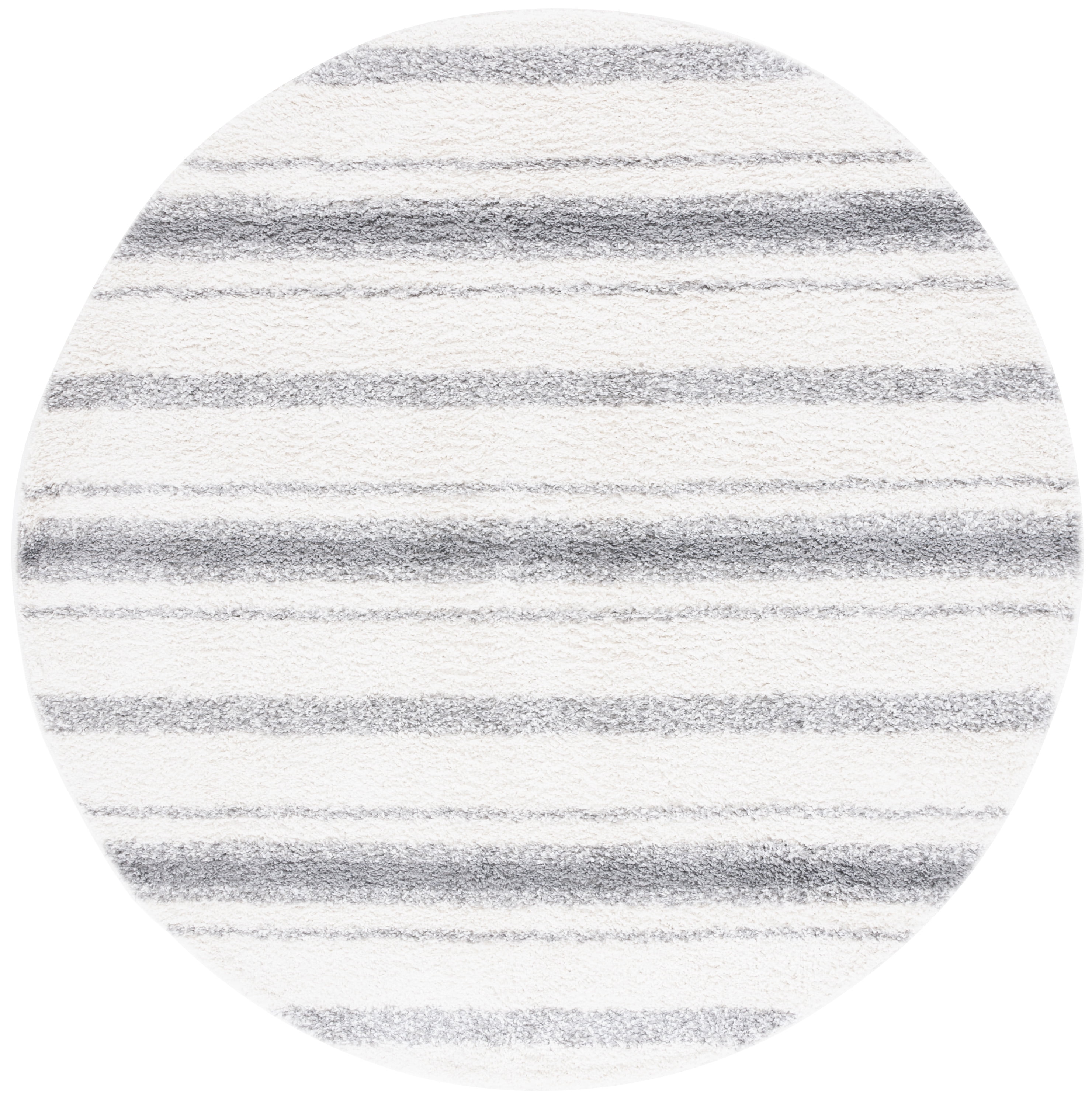 SAFAVIEH Border & Stripe Jerred Striped Shag Area Rug, Ivory/Grey, 6'7 ...