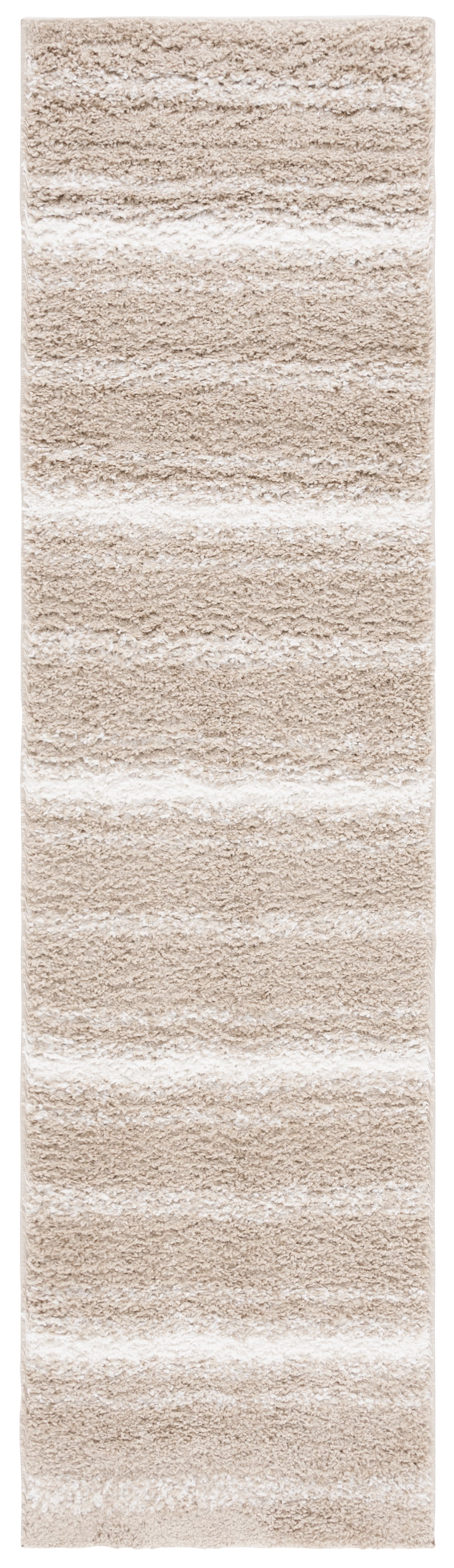 SAFAVIEH Border & Stripe Jerred Striped Shag Runner Rug, Beige/Ivory, 2 ...