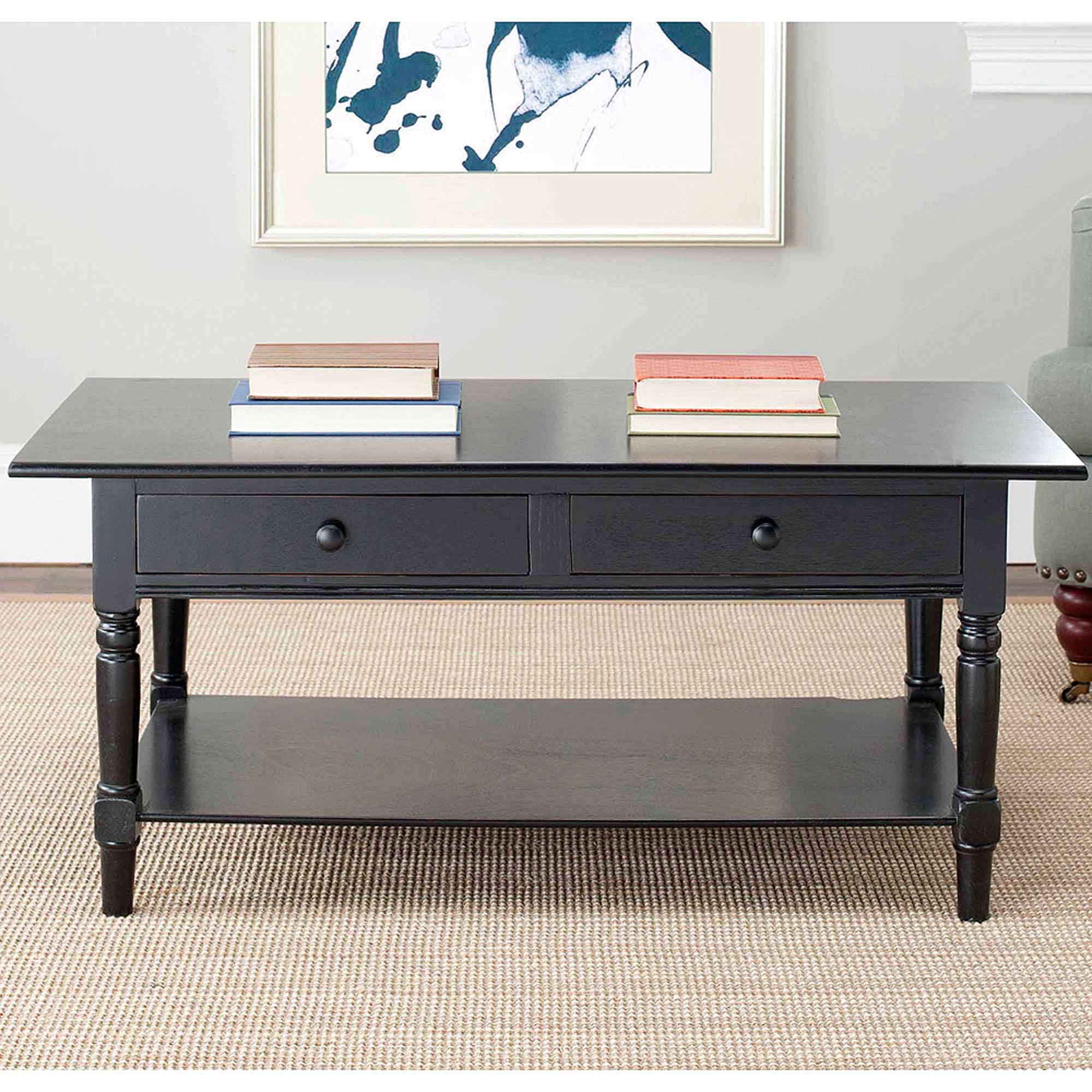 SAFAVIEH Boris Solid Contemporary 2 Drawer Coffee Table, Distressed ...