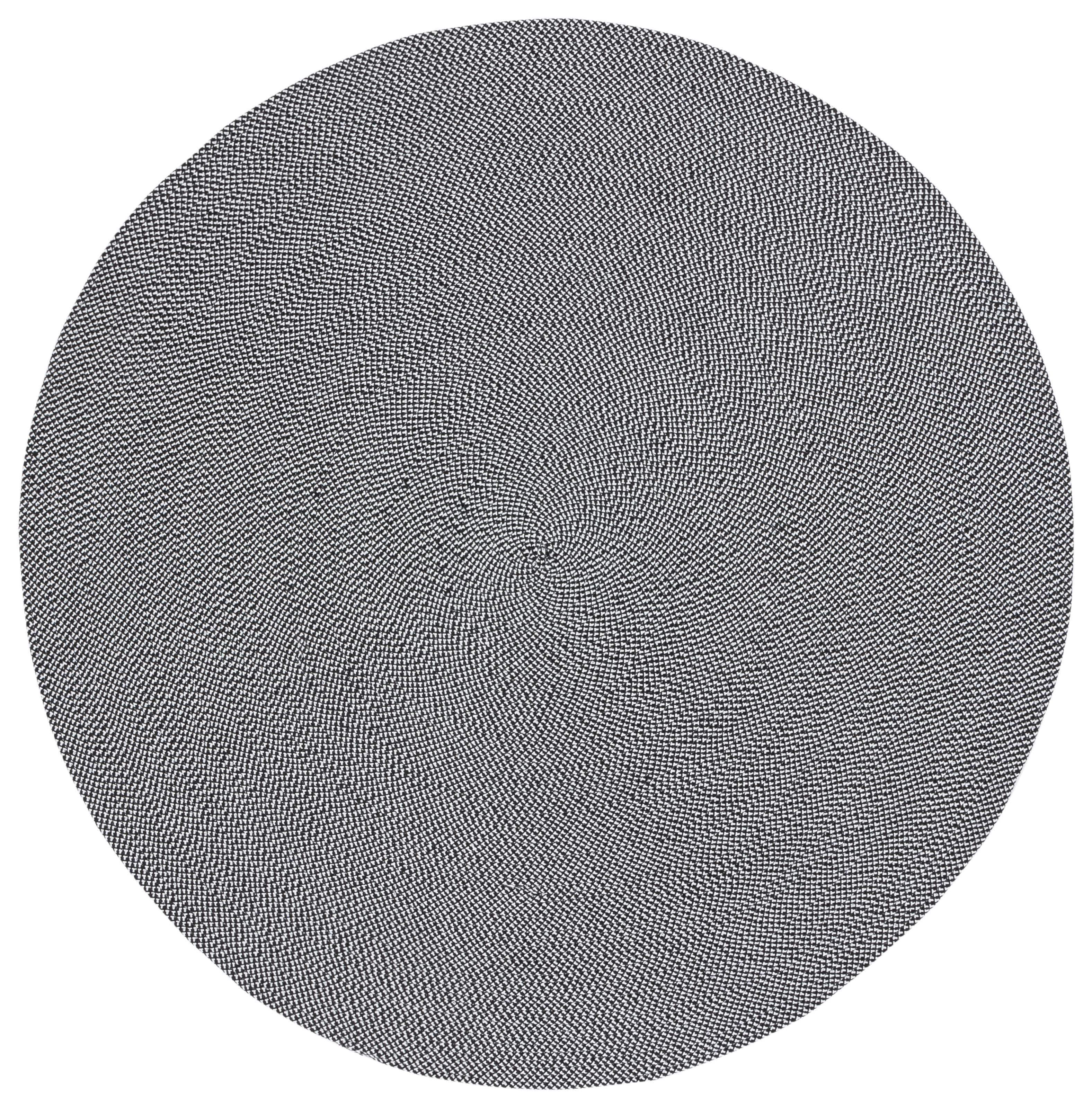 SAFAVIEH Braided Braylon Solid Area Rug, Black/White, 6' x 6' Round ...