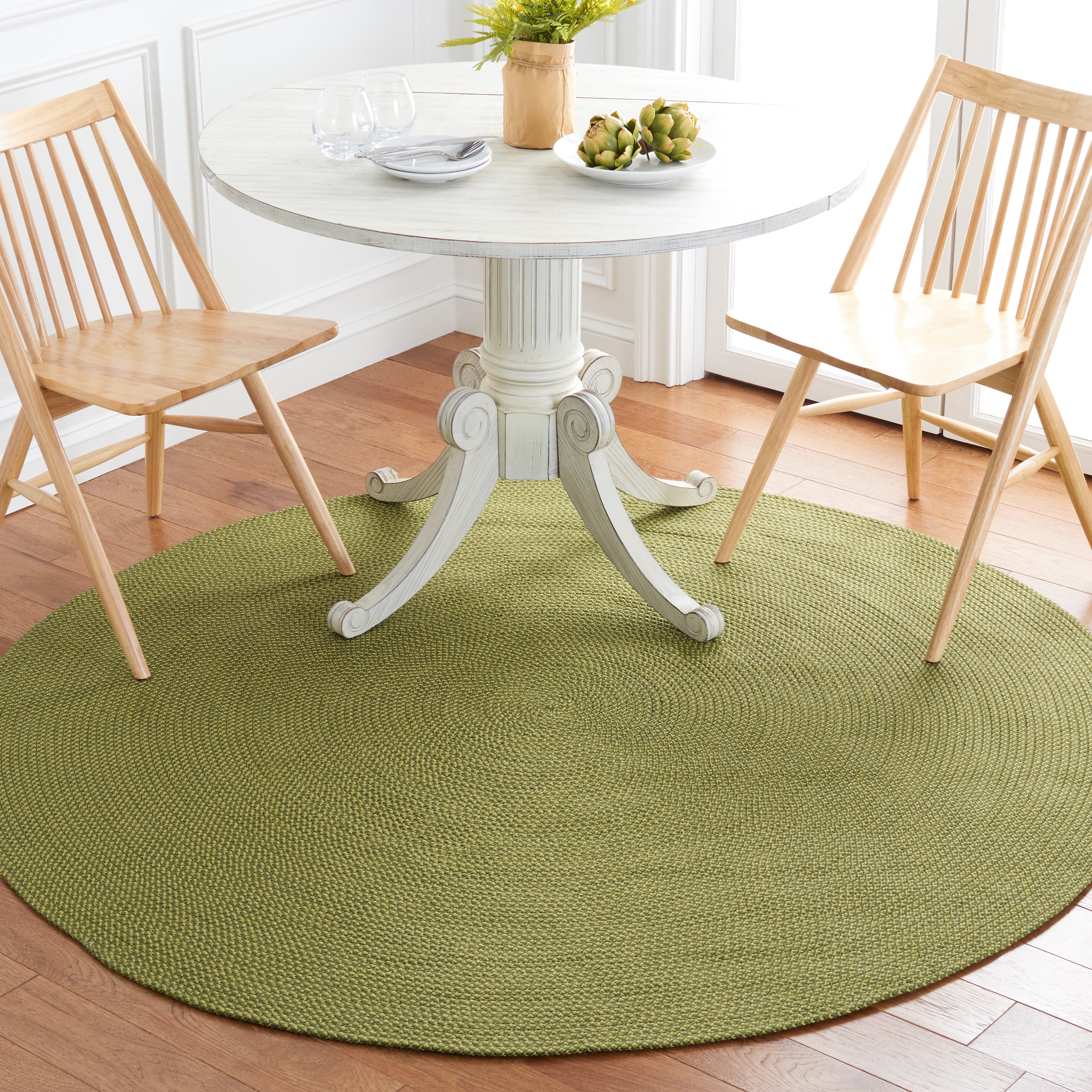SAFAVIEH Braided Braylon Solid Reversible Area Rug, Olive/Green, 5' x 5 ...