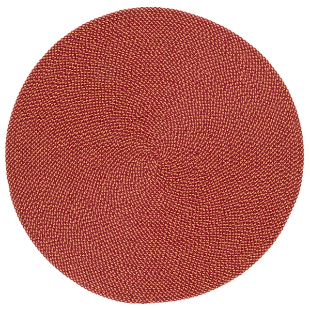 SAFAVIEH Braided Braylon Solid Area Rug, Red/Gold, 3' x 3' Round ...