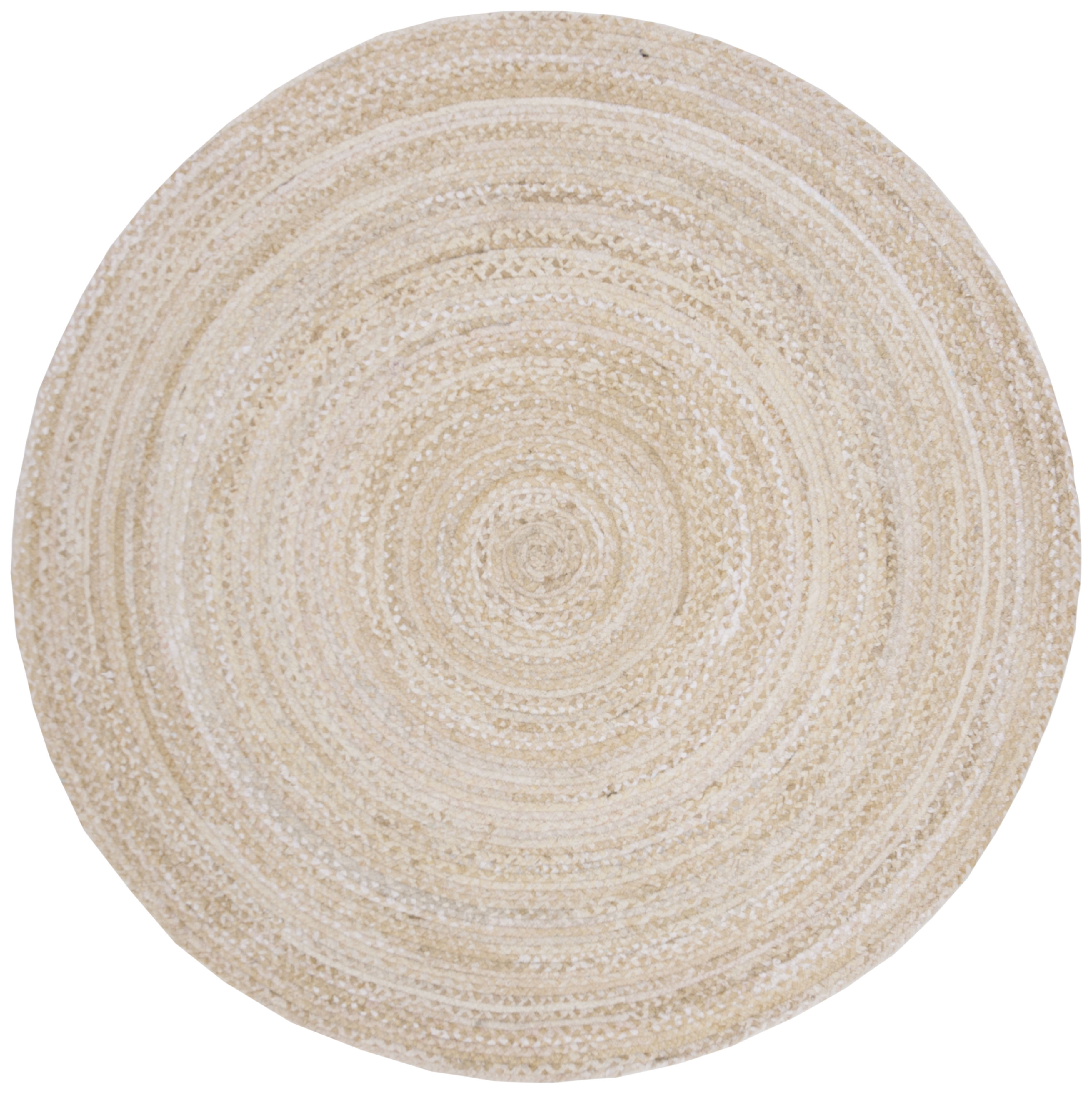 SAFAVIEH Braided Calvin Solid Shades Area Rug, Beige, 6' x 6' Round ...