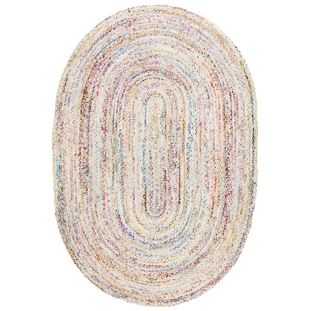 SAFAVIEH Braided Daphne Confetti Striped Area Rug, Ivory/Multi, 6' x 9 ...