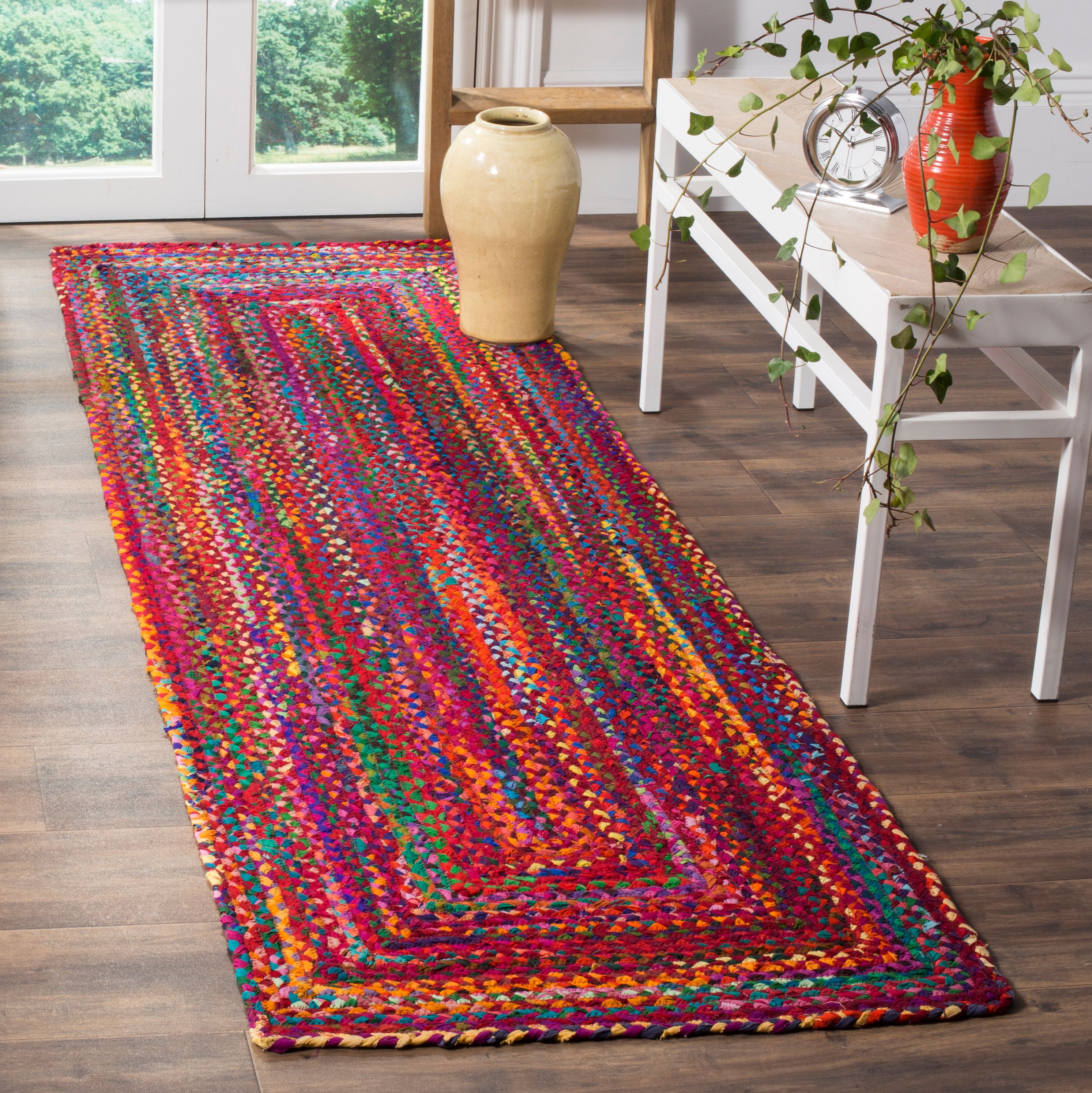 SAFAVIEH Rag Petar Striped Cotton Runner Rug, Green/Multi, 2'3" x 7 ...