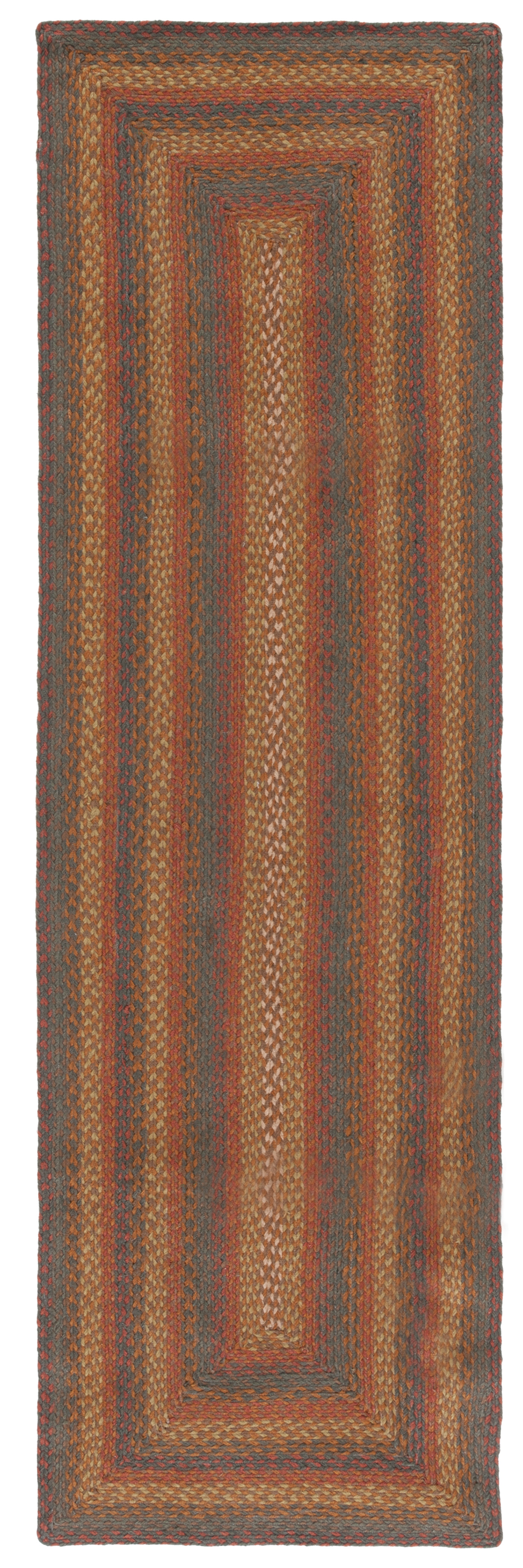 SAFAVIEH Braided Dorinda Bordered Reversible Runner Rug, Green/Rust, 2 ...