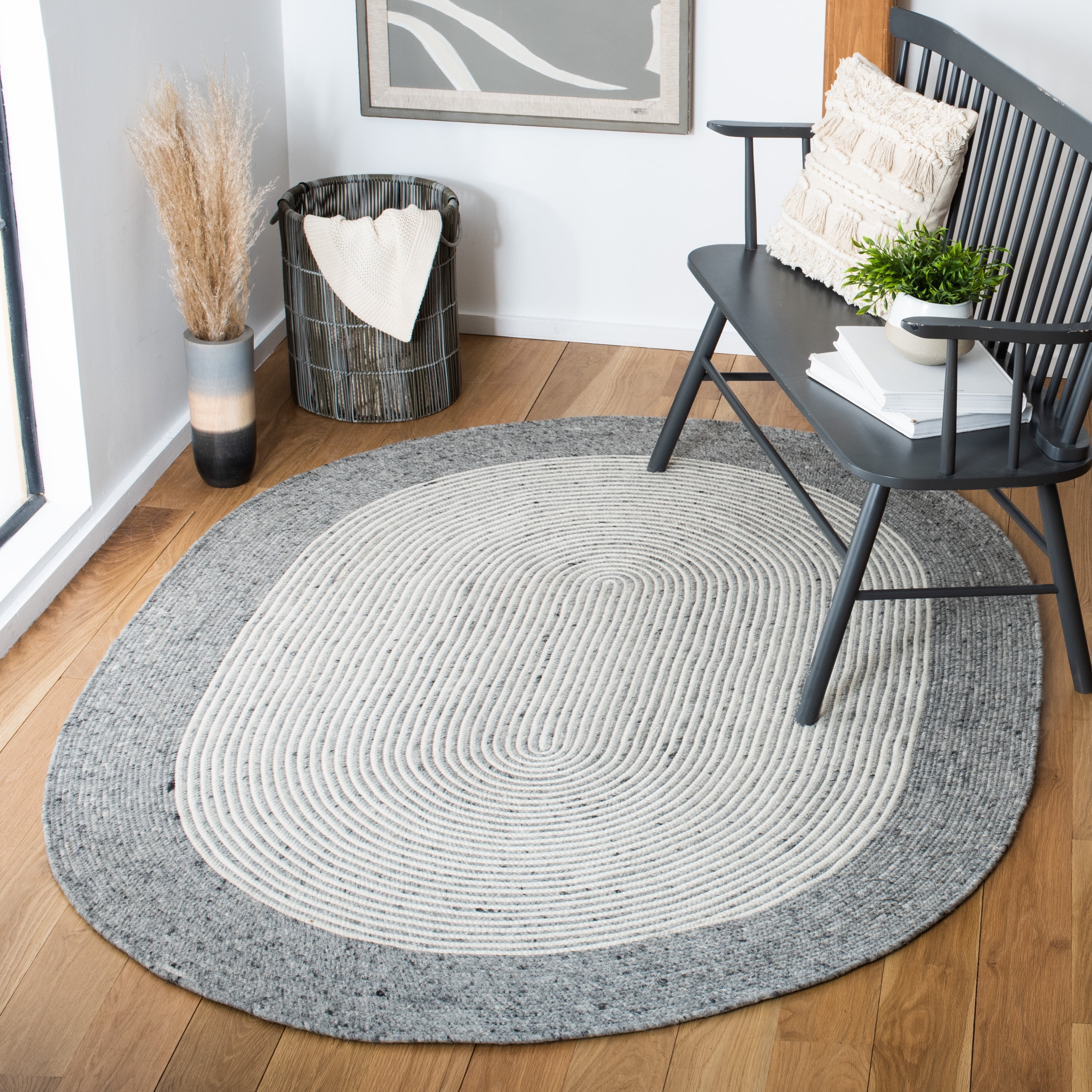 SAFAVIEH Braided Lars Geometric Reversible Area Rug, Gray/Ivory, 8' x ...