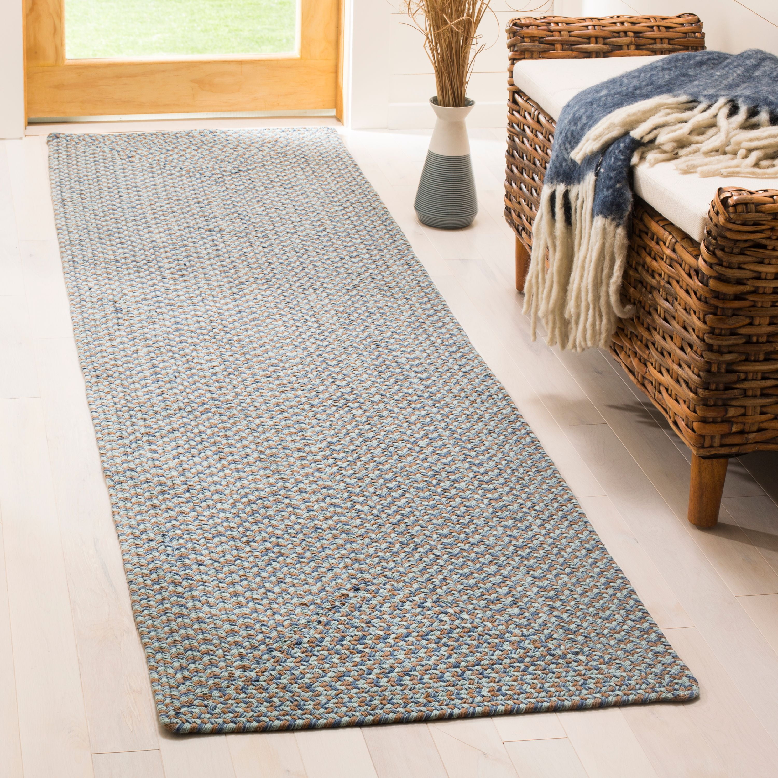 SAFAVIEH Braided Maxwell Solid Cotton Reversible Runner Rug, Multi, 2'3 ...
