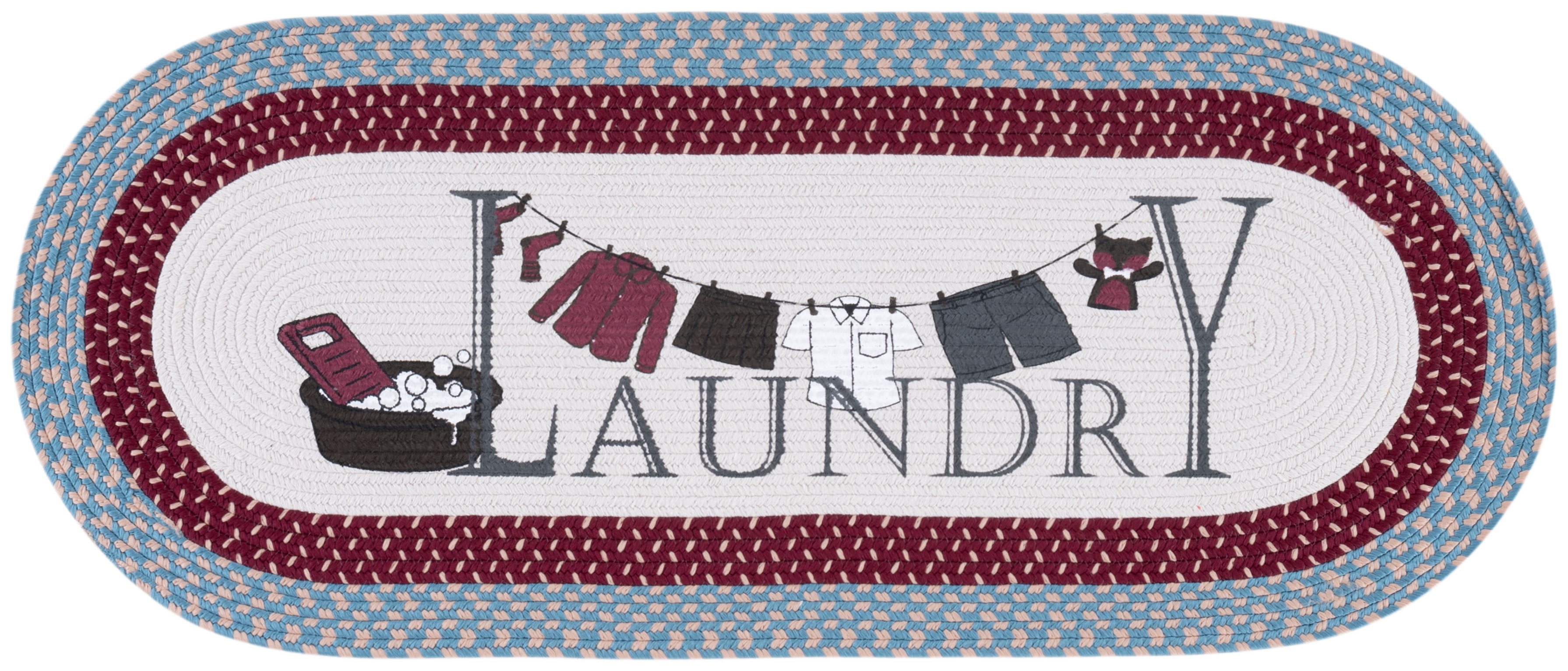 SAFAVIEH Braided Posters Contemporary Laundry Area Rug, Ivory/Blue, 1'8 ...