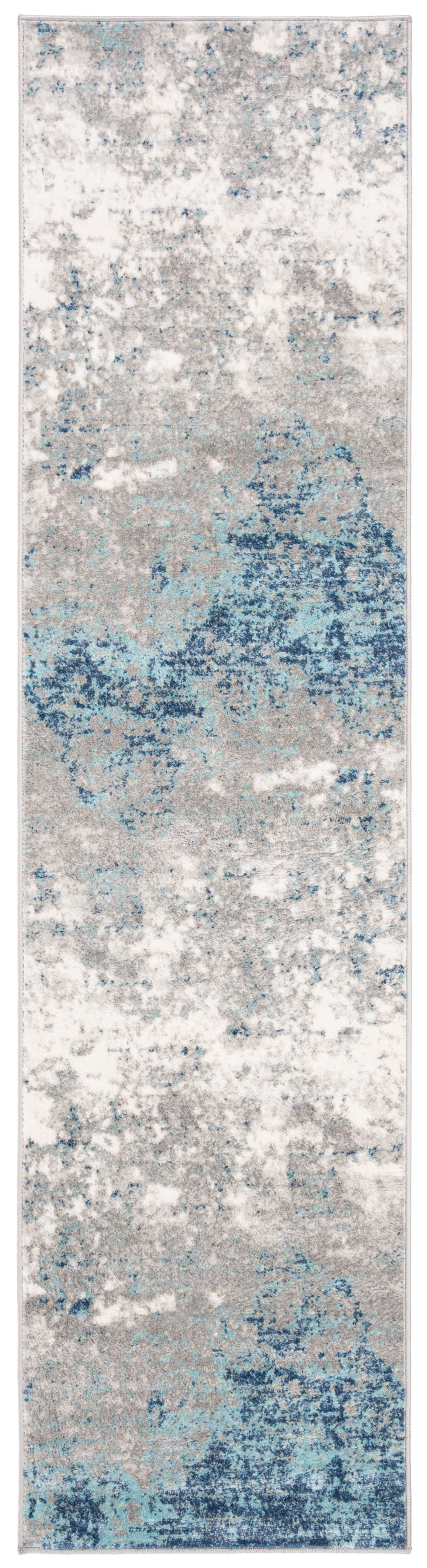SAFAVIEH Brentwood Ainslee Abstract Runner Rug, Light Grey/Blue, 2' x ...