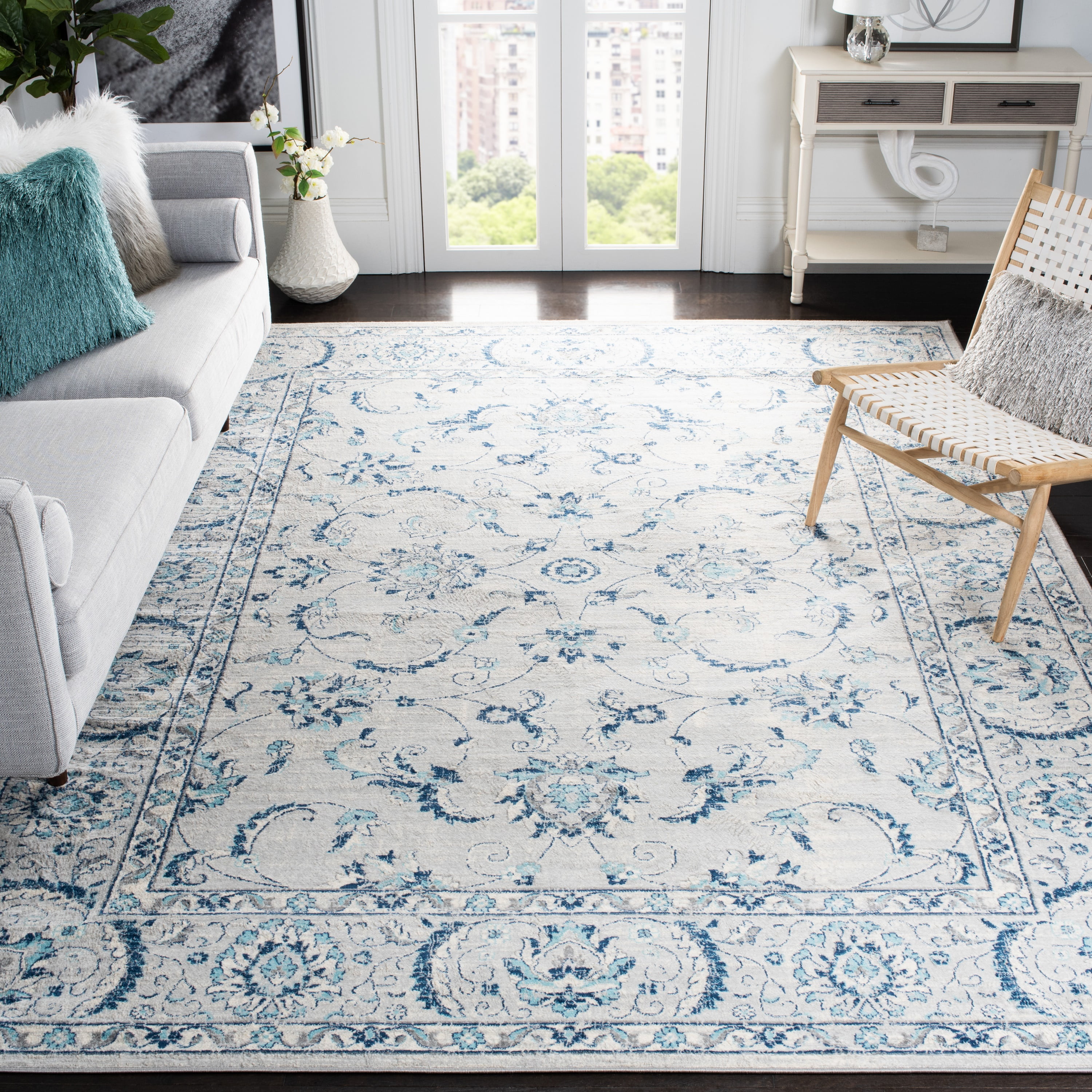 SAFAVIEH Brentwood Deirdre Floral Bordered Area Rug, 11' x 11' Square ...