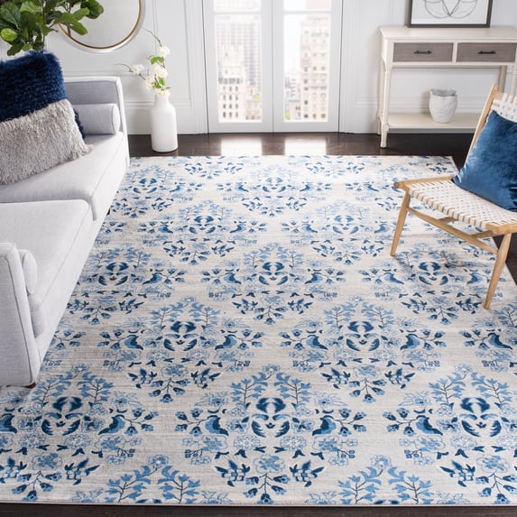 SAFAVIEH Brentwood Ellen Damask Floral Living Room Area Rug, 9' x 12 ...