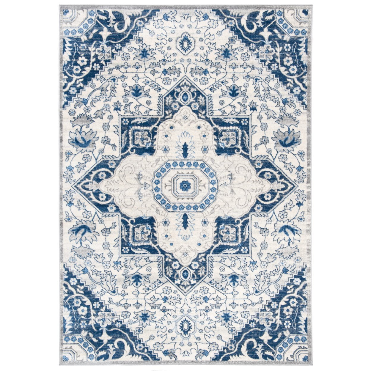 SAFAVIEH Brentwood Trecia Oriental Area Rug, Cream/Blue, 5'3" x 7'6 ...