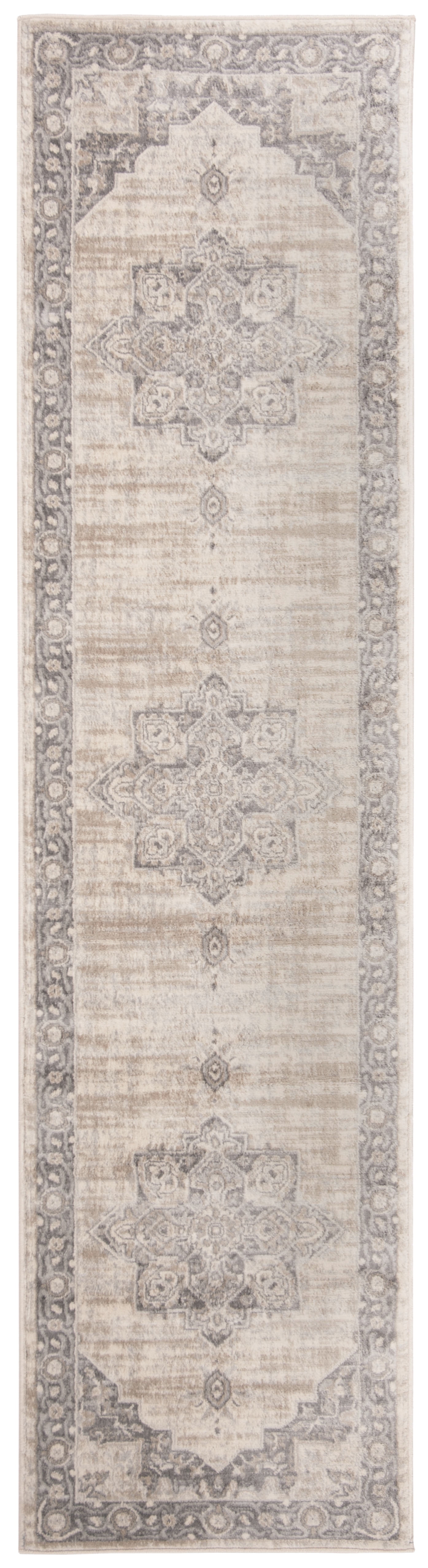 SAFAVIEH Brentwood Jameson Floral Bordered Runner Rug, 2' x 16', Cream ...