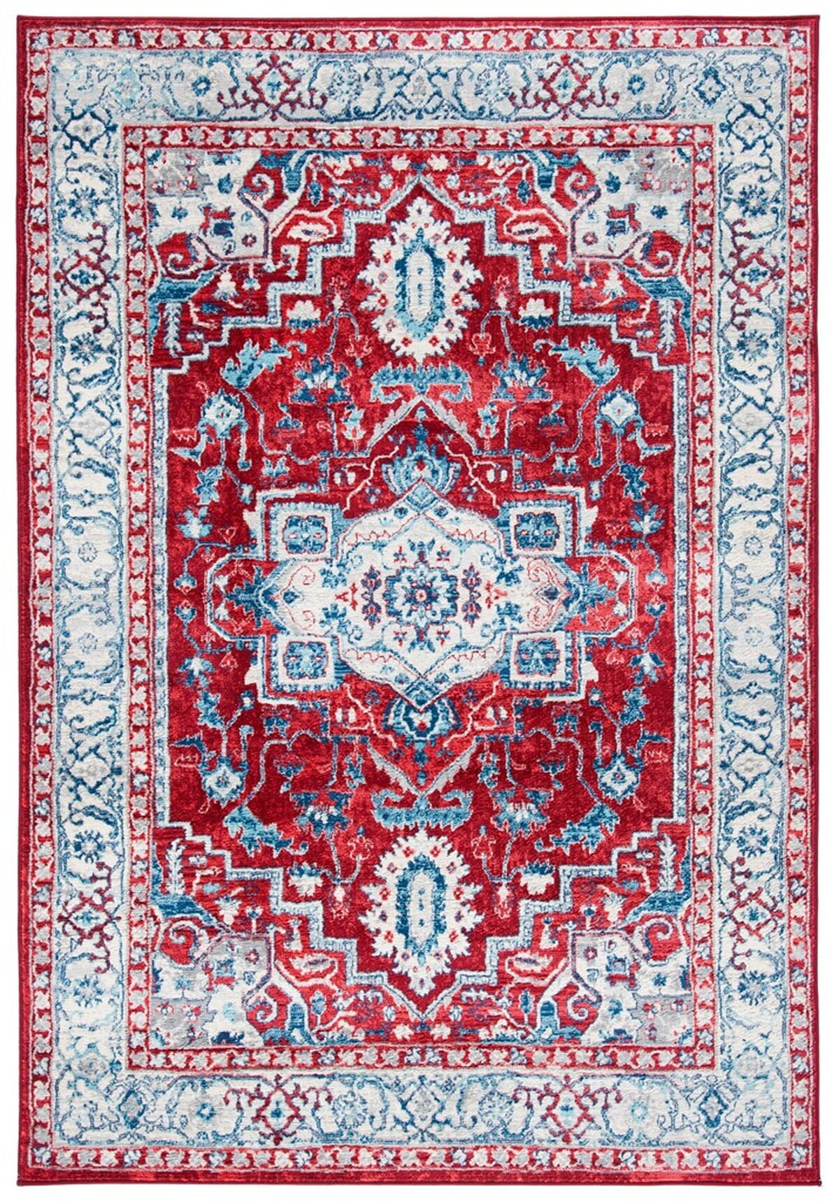SAFAVIEH Brentwood Kerstin Traditional Area Rug, 9' x 12', Red/Beige ...