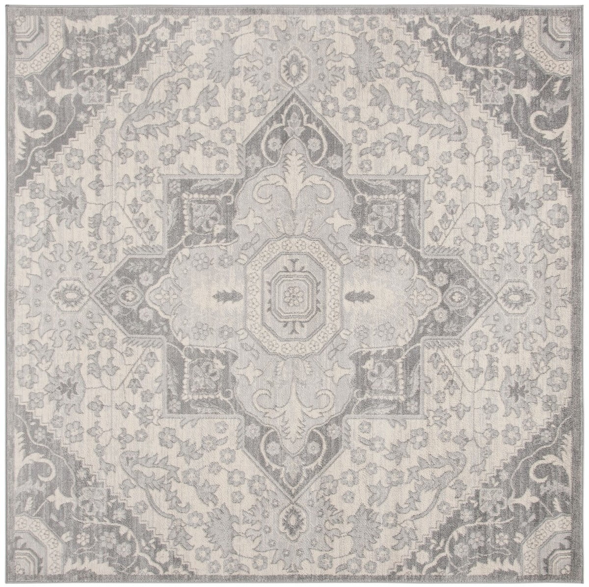 SAFAVIEH Brentwood Trecia Oriental Area Rug, Grey/Cream, 5' x 5' Square ...