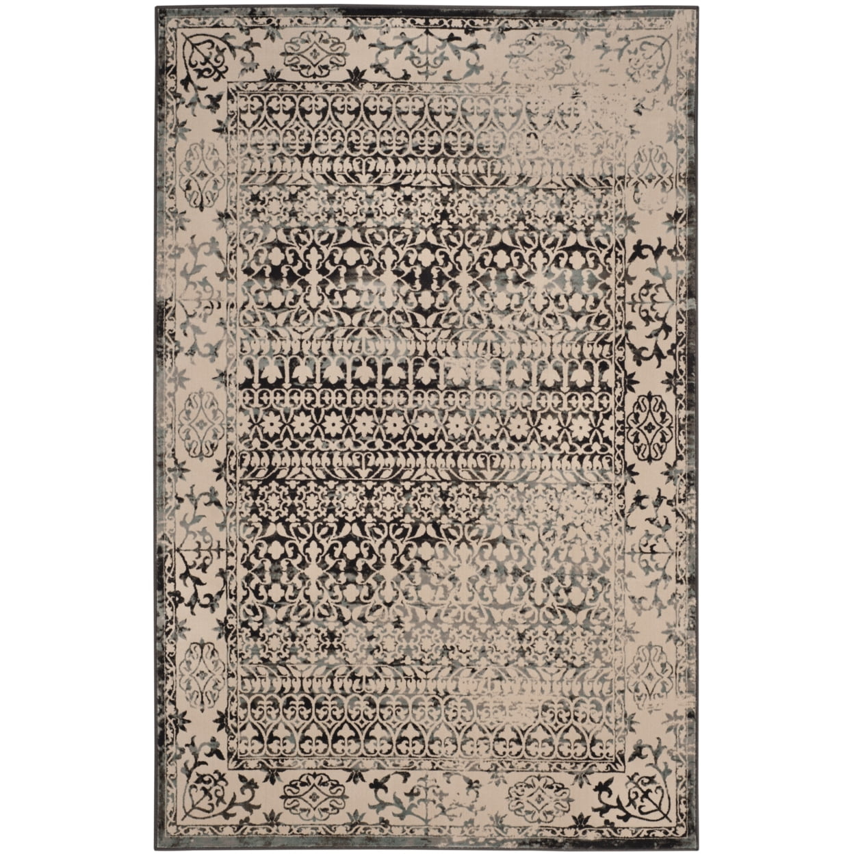 SAFAVIEH Brilliance Ilbert Distressed Area Rug, Cream/Dark Grey, 5'1" x ...
