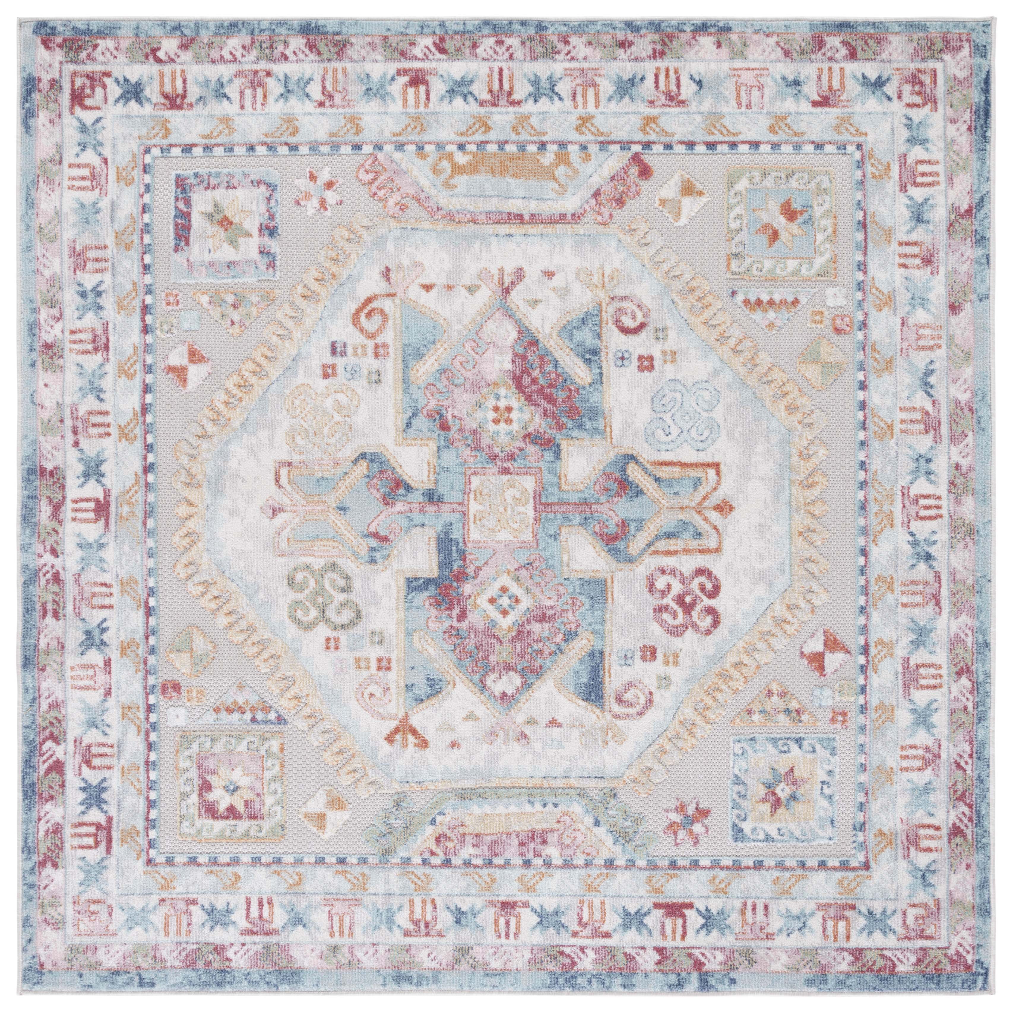 Safavieh Cabana Theres Indoor/ Outdoor Boho Rug 6'7" Square - Rust Blue ...