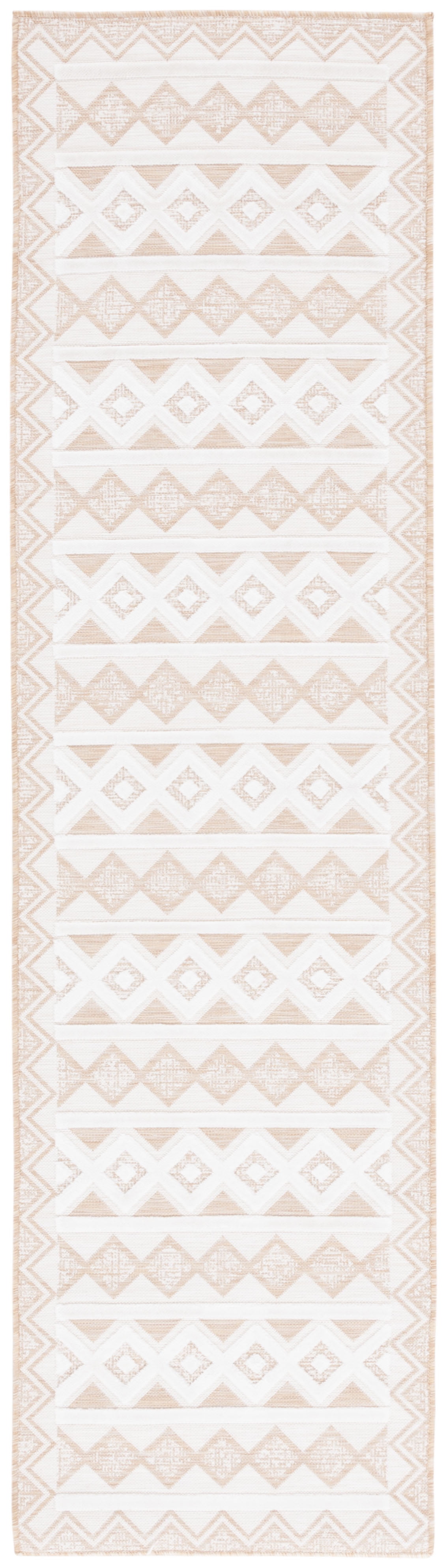 SAFAVIEH Cabana Ethan Geometric Indoor/Outdoor Runner Rug, Natural ...
