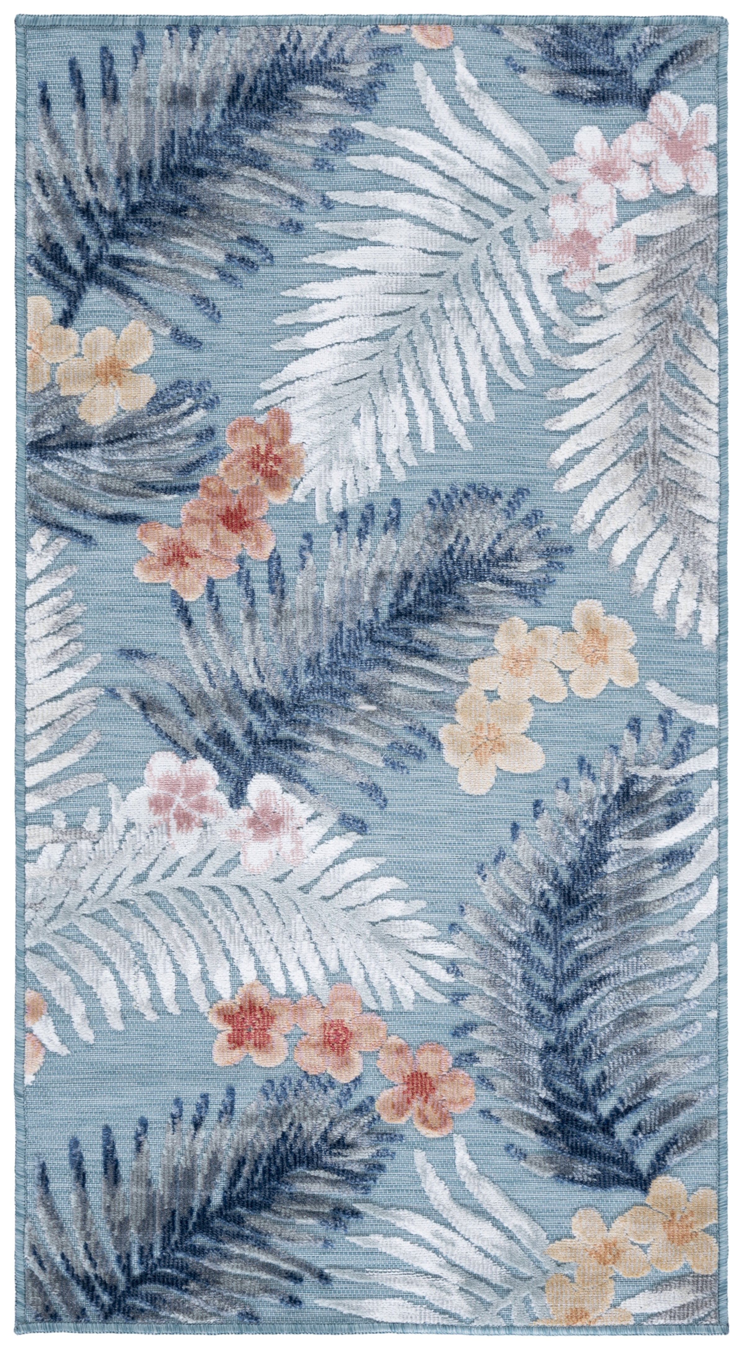 SAFAVIEH Cabana Kade Botanical Indoor/Outdoor Area Rug, Aqua/Ivory, 2'7 ...