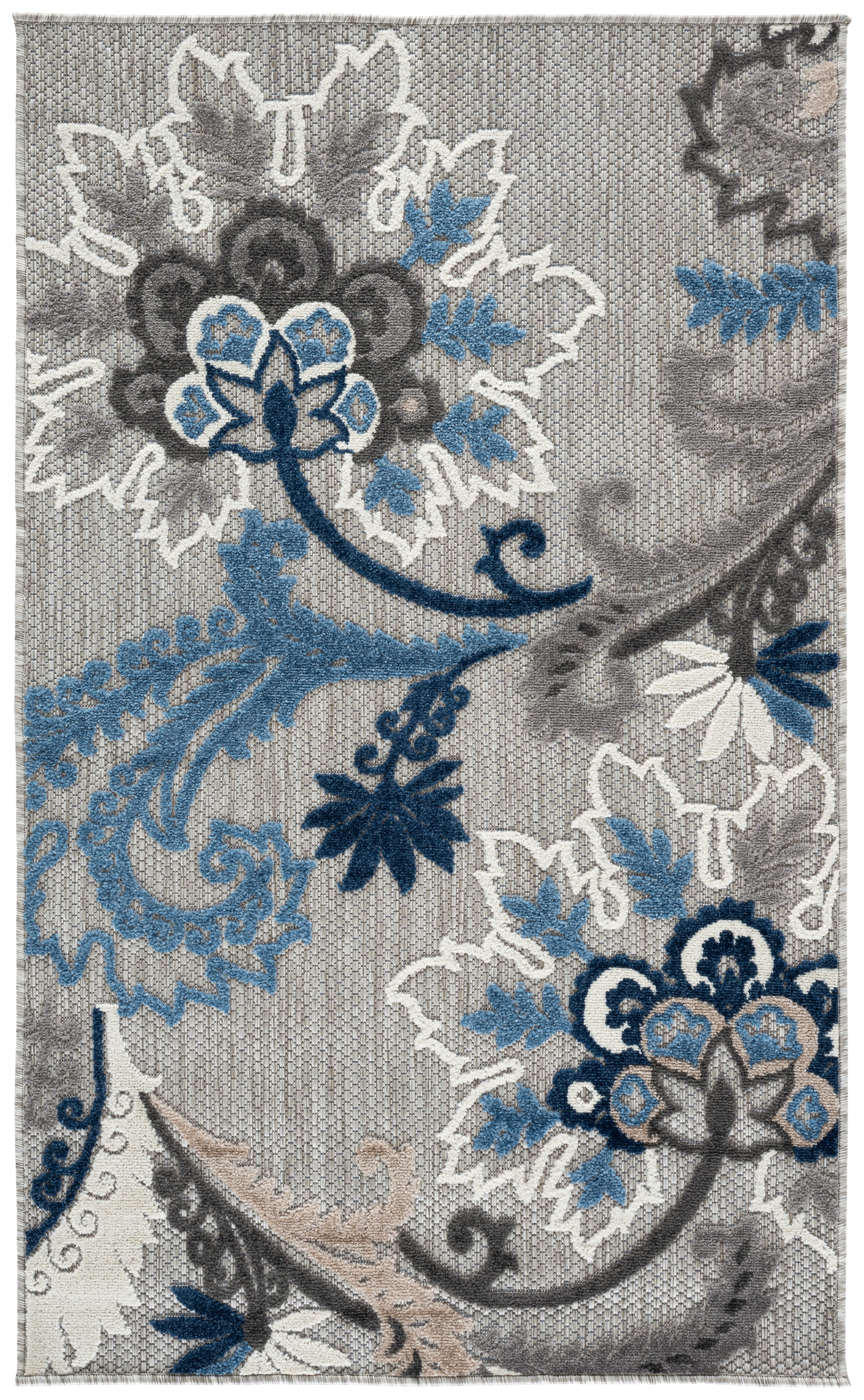 SAFAVIEH Cabana Lowell Floral Indoor/Outdoor Area Rug, Grey/Blue, 3' x ...